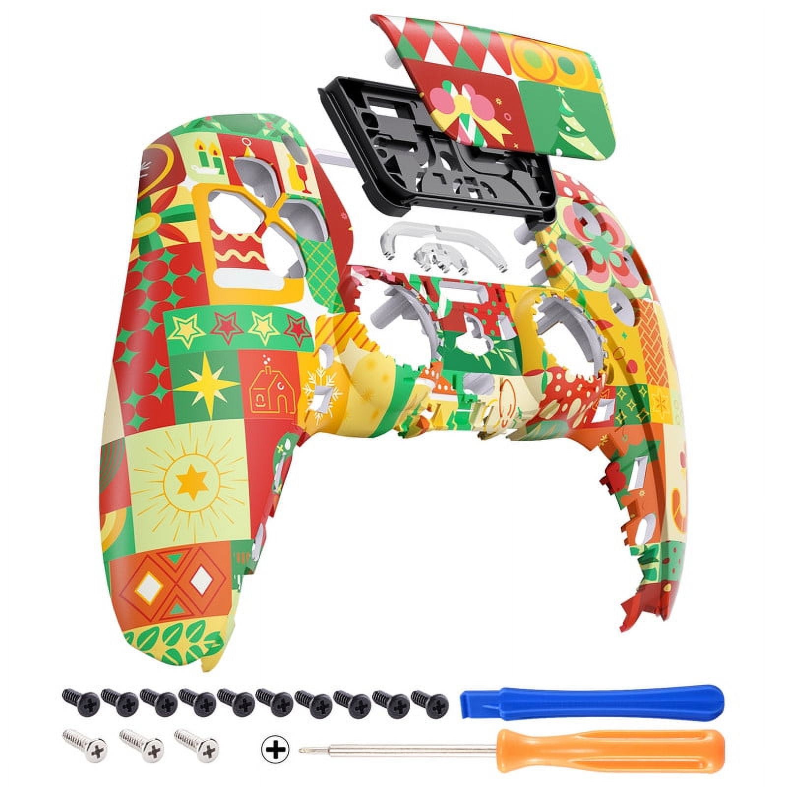 eXtremeRate Christmas Wrap Front Housing Shell w/Touchpad Replacement ...