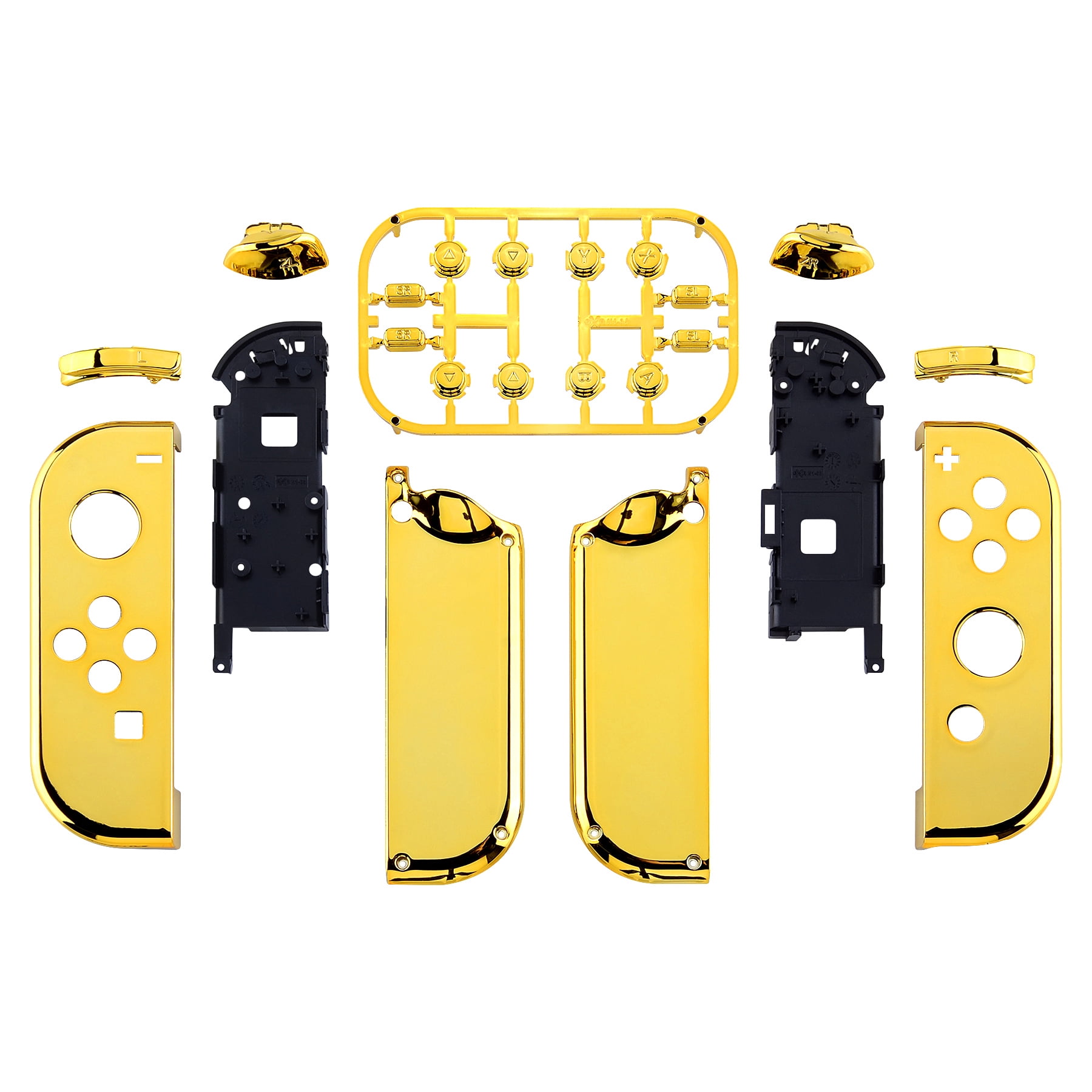 eXtremeRate Chrome Gold Joycon Handheld Controller Housing with Full ...