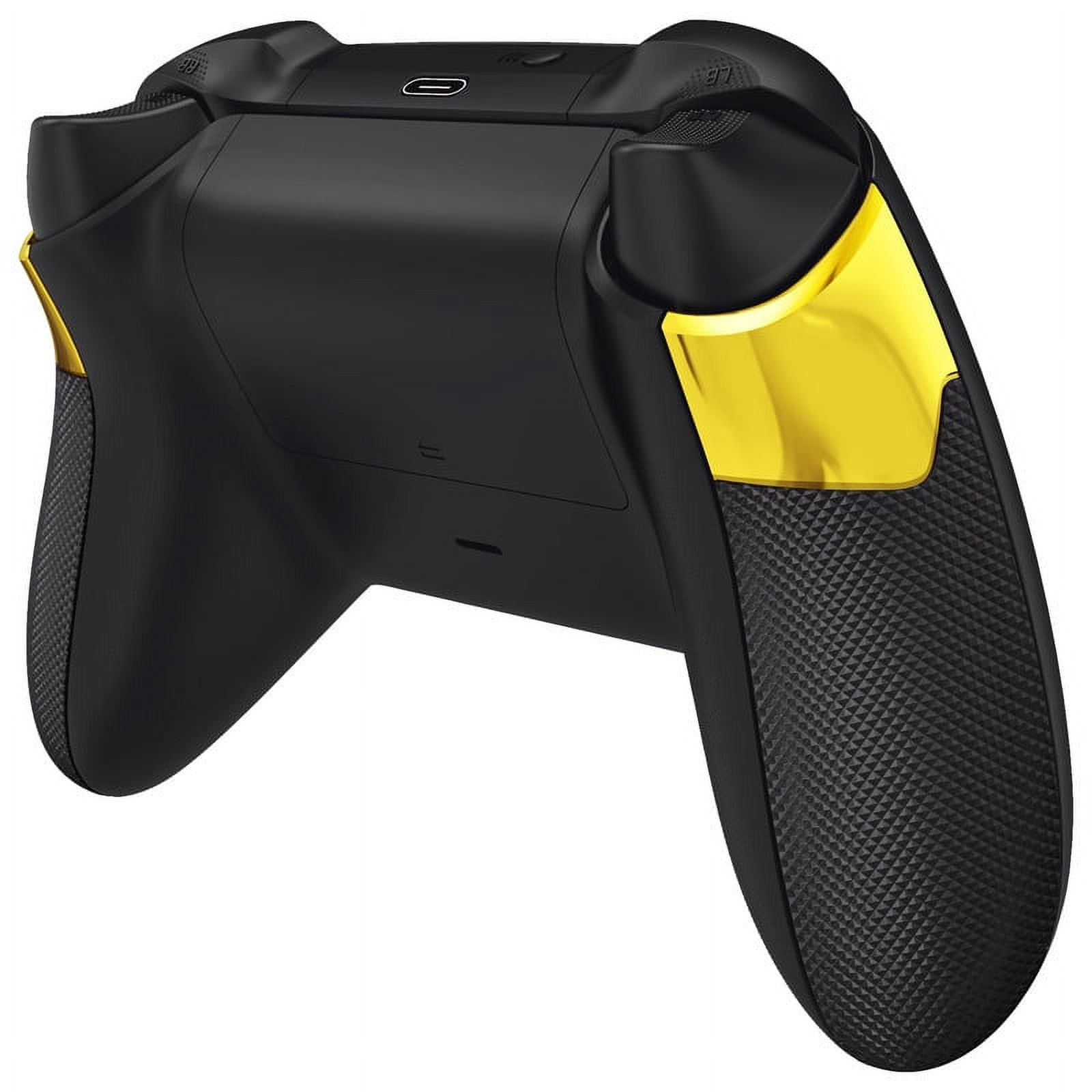 eXtremeRate Chrome Gold Performance Rubberized Grips Replacement Back ...