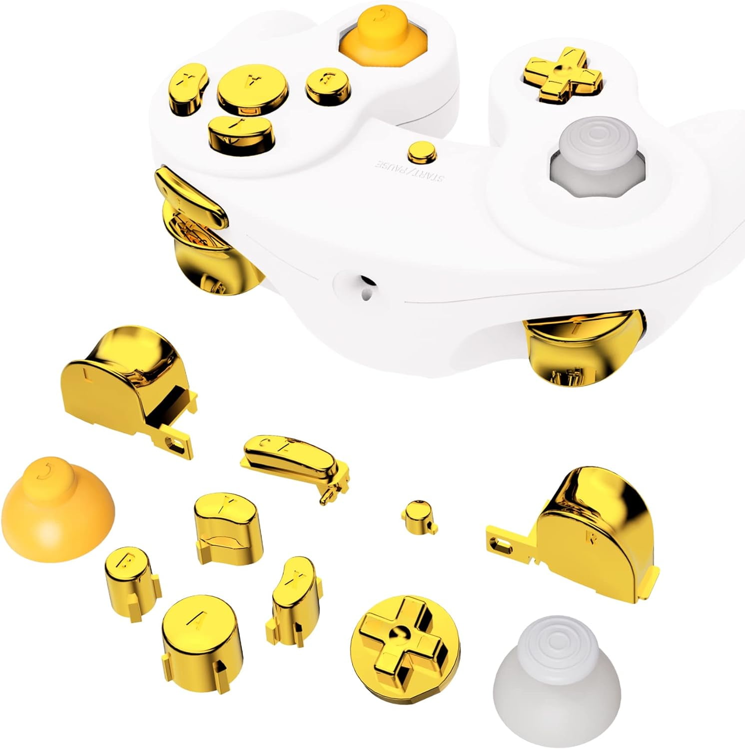 eXtremeRate Chrome Gold Repair ABXY D-pad Z L R Keys for Nintendo ...