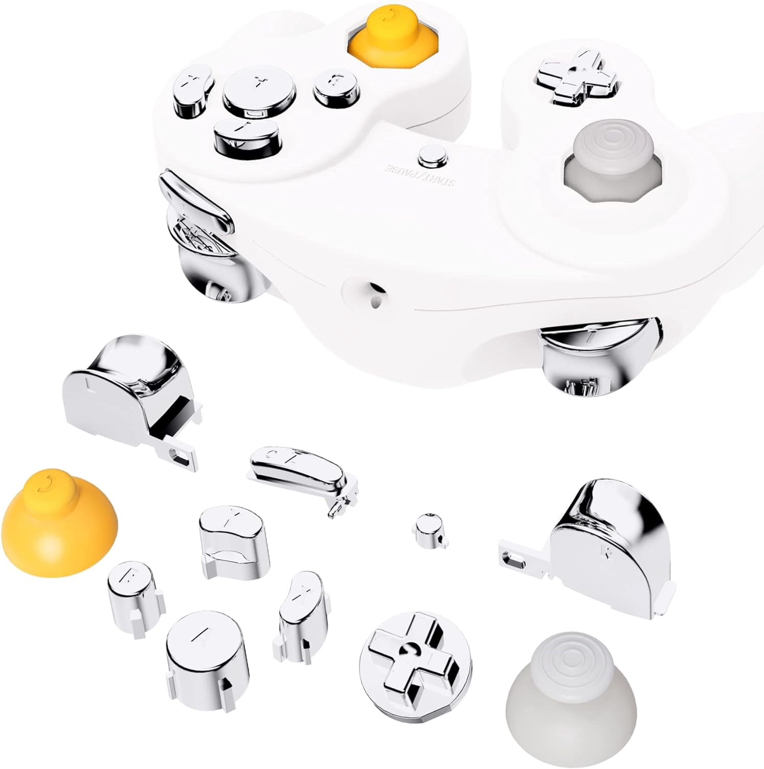 eXtremeRate Chrome Silver Repair ABXY D-pad Z L R Keys for Nintendo ...