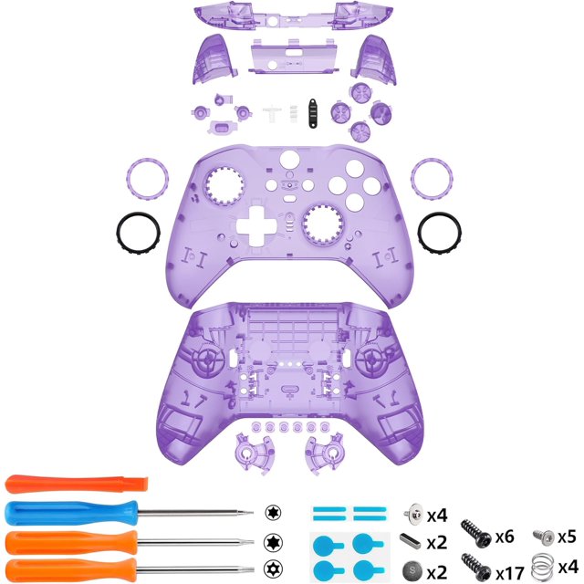 eXtremeRate Clear Atomic Purple Full Shell Kit for Xbox Elite Series 2 ...