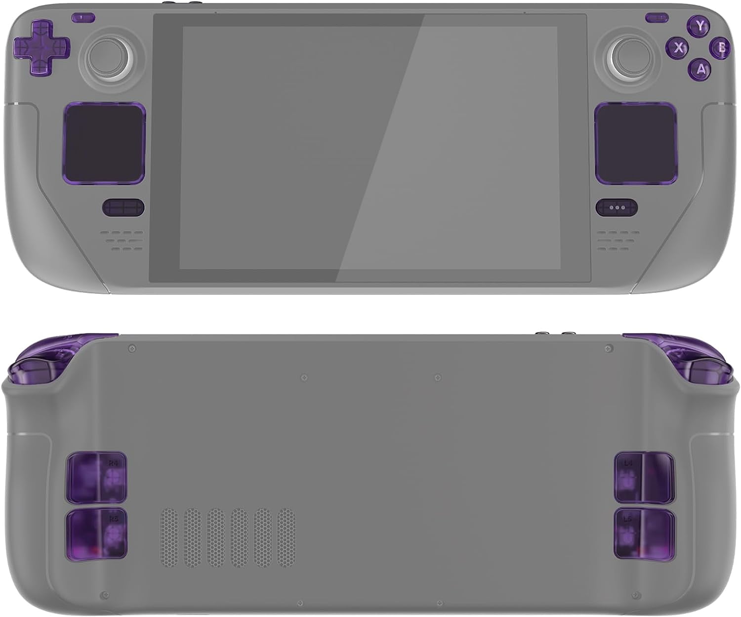 eXtremeRate Clear Atomic Purple Replacement ABXY D-pad Trackpad Bumpers ...