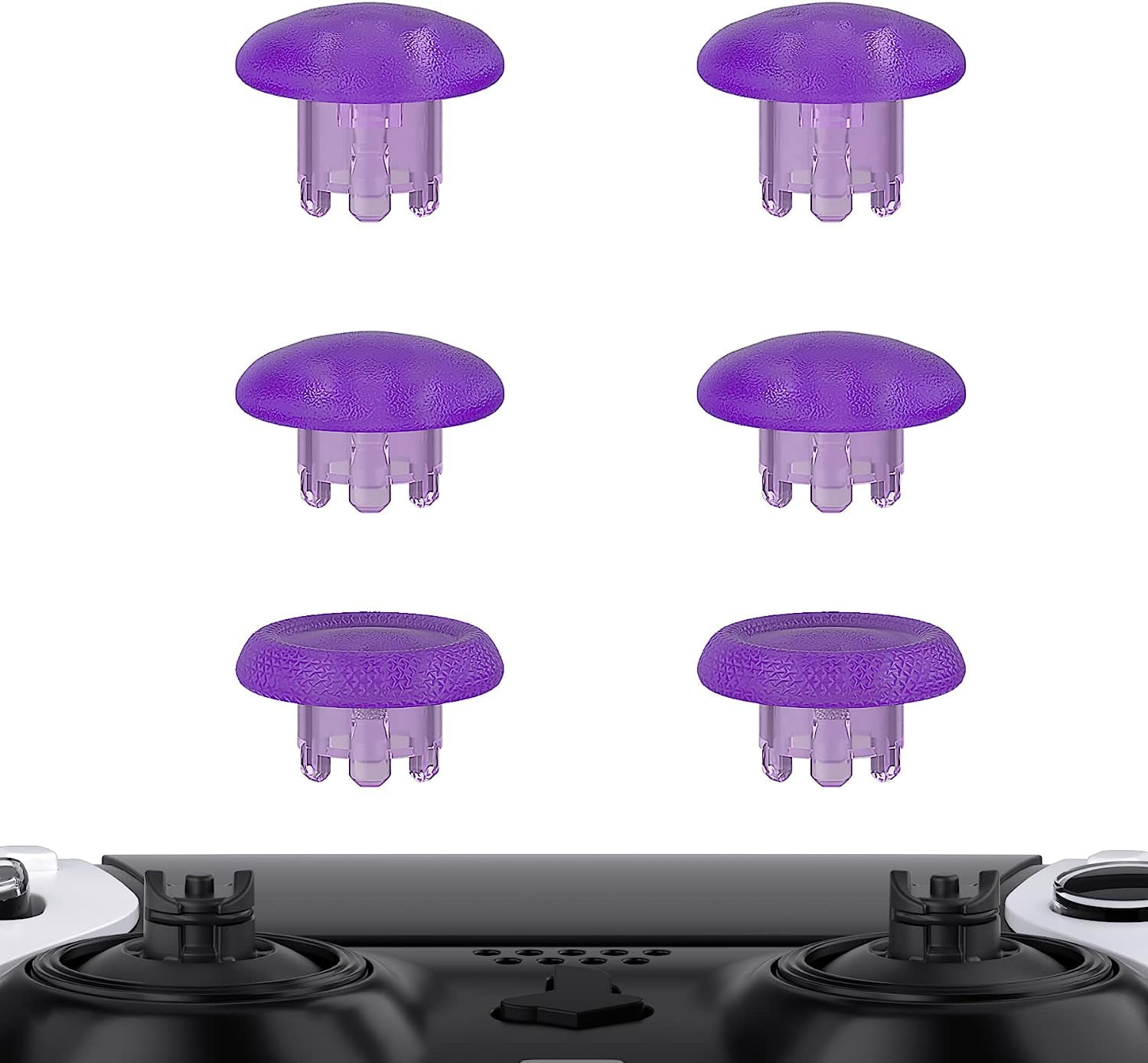 eXtremeRate Clear Atomic Purple Replacement Swappable Thumbsticks for ...
