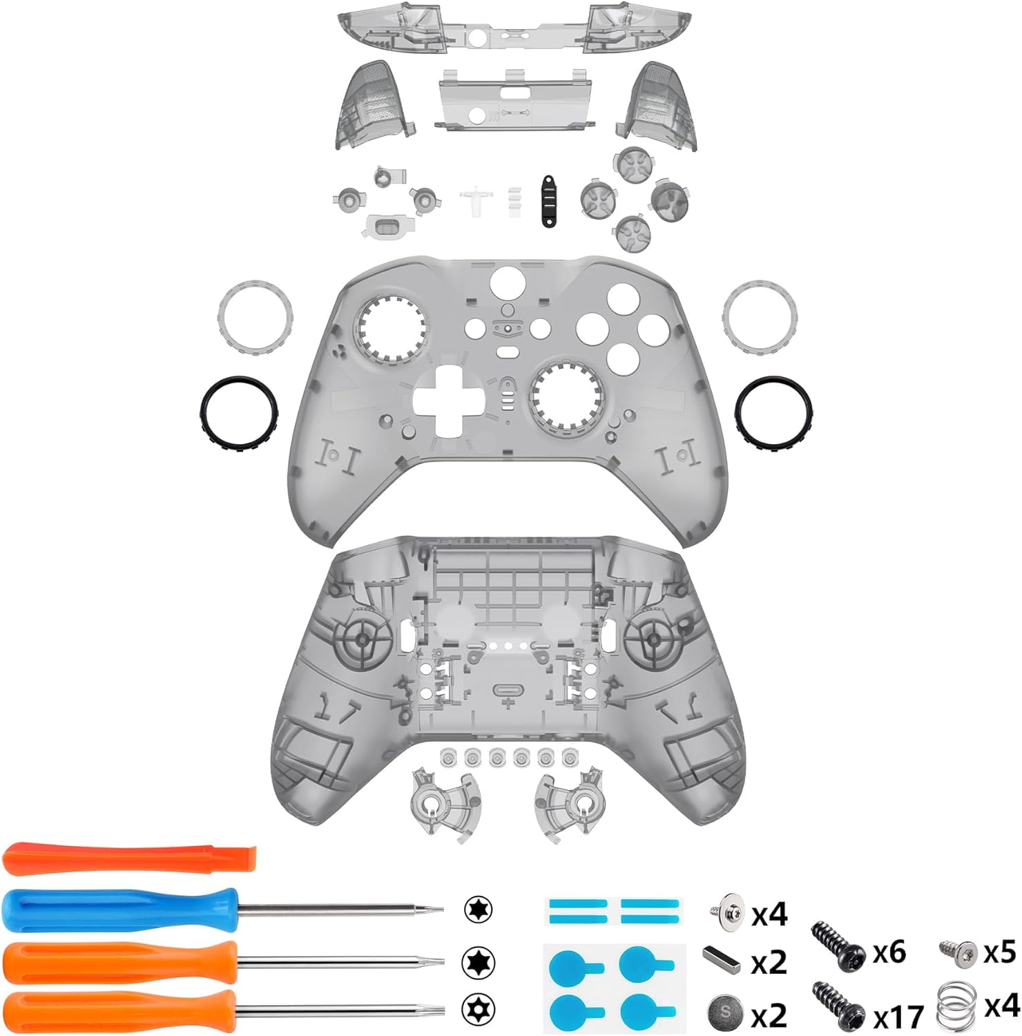 eXtremeRate Clear Black Full Shell Kit for Xbox Elite Series 2 ...