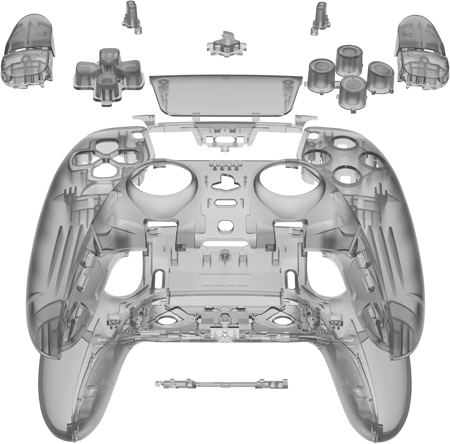 eXtremeRate Clear Black Replacement Full Set Housing Shell w/Buttons ...