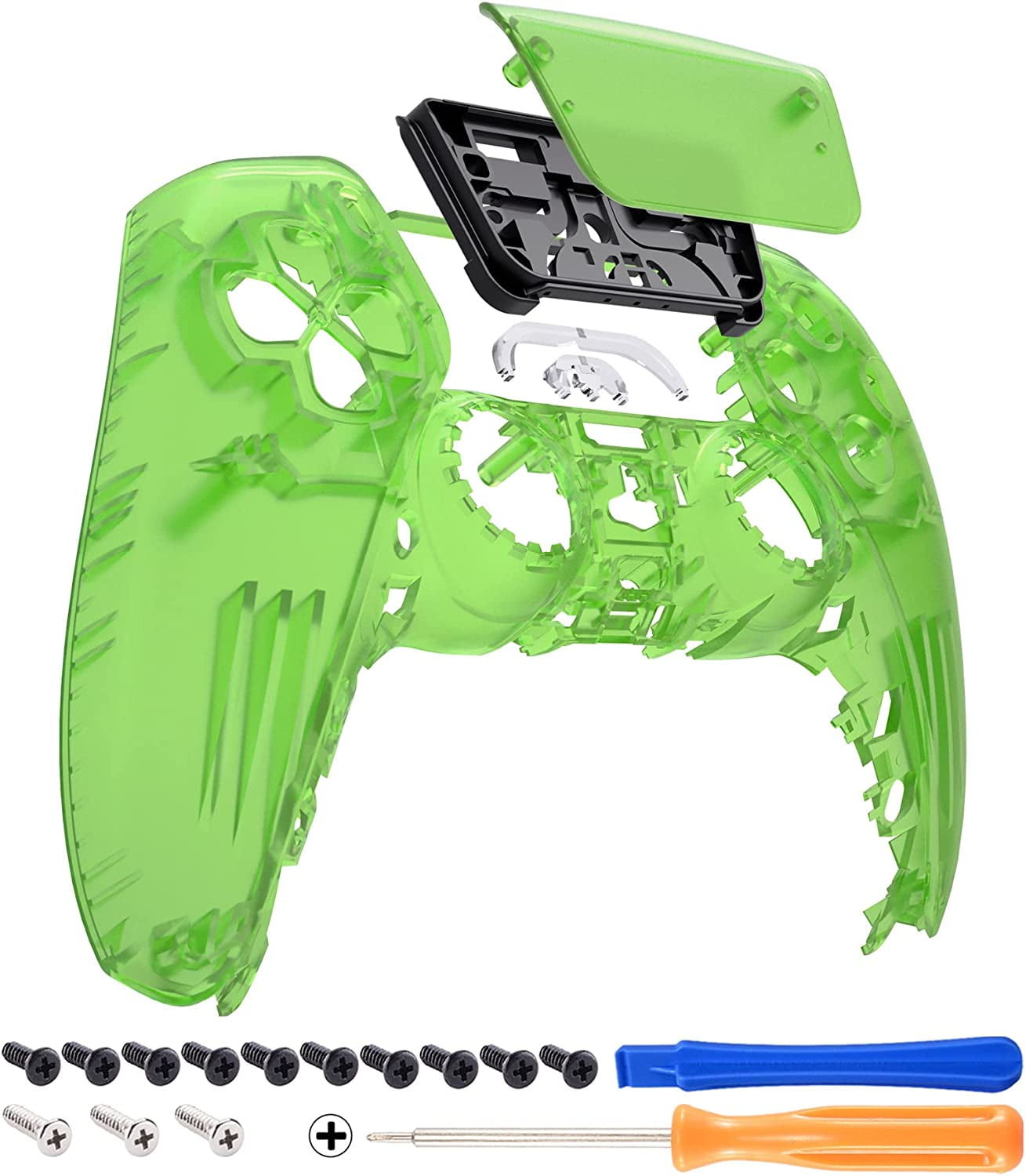 eXtremeRate Clear Green Touchpad Front Housing Shell Compatible with ...