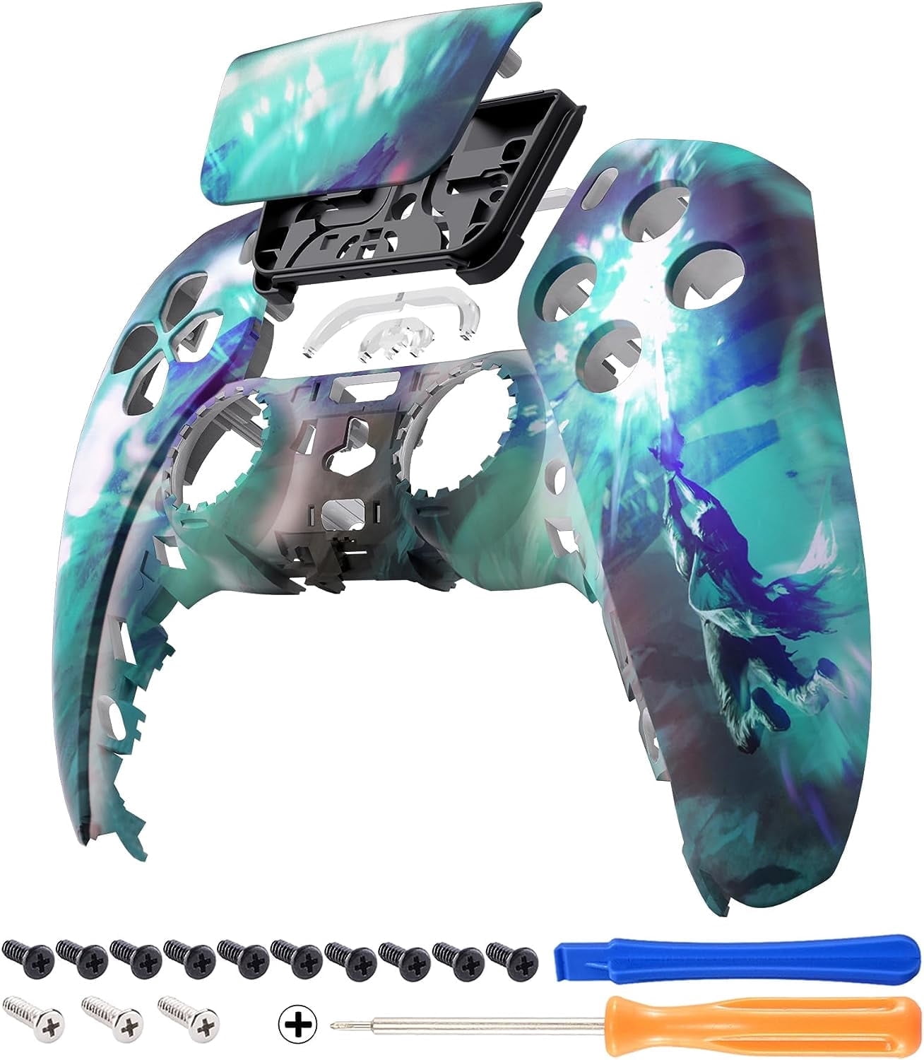 eXtremeRate Crystal Fantasy Front Housing Shell w/Touchpad Replacement ...