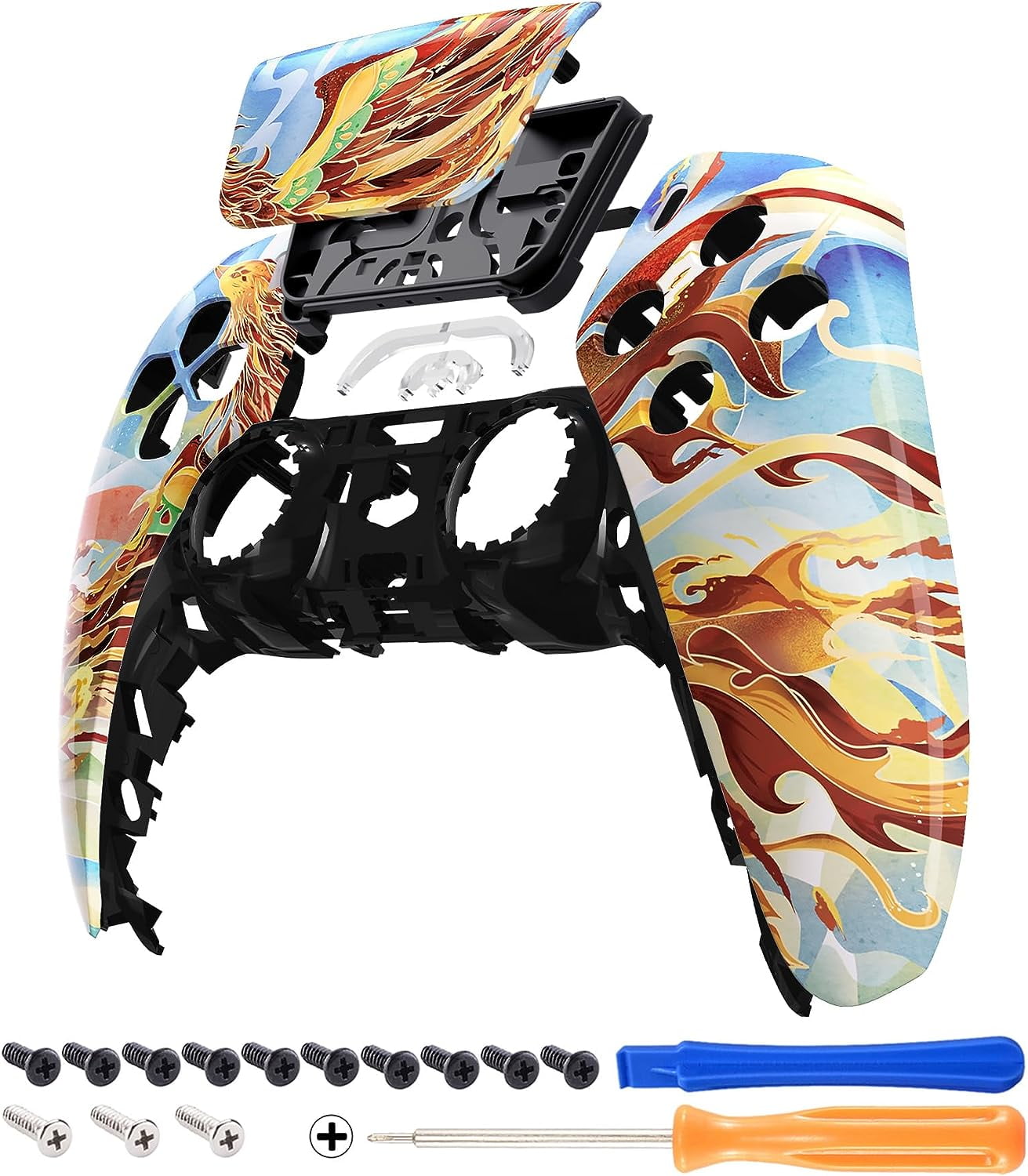 eXtremeRate Fire Phoenix Replacement Touchpad Front Housing Shell for ps5 Controller BDM-010/020 ...
