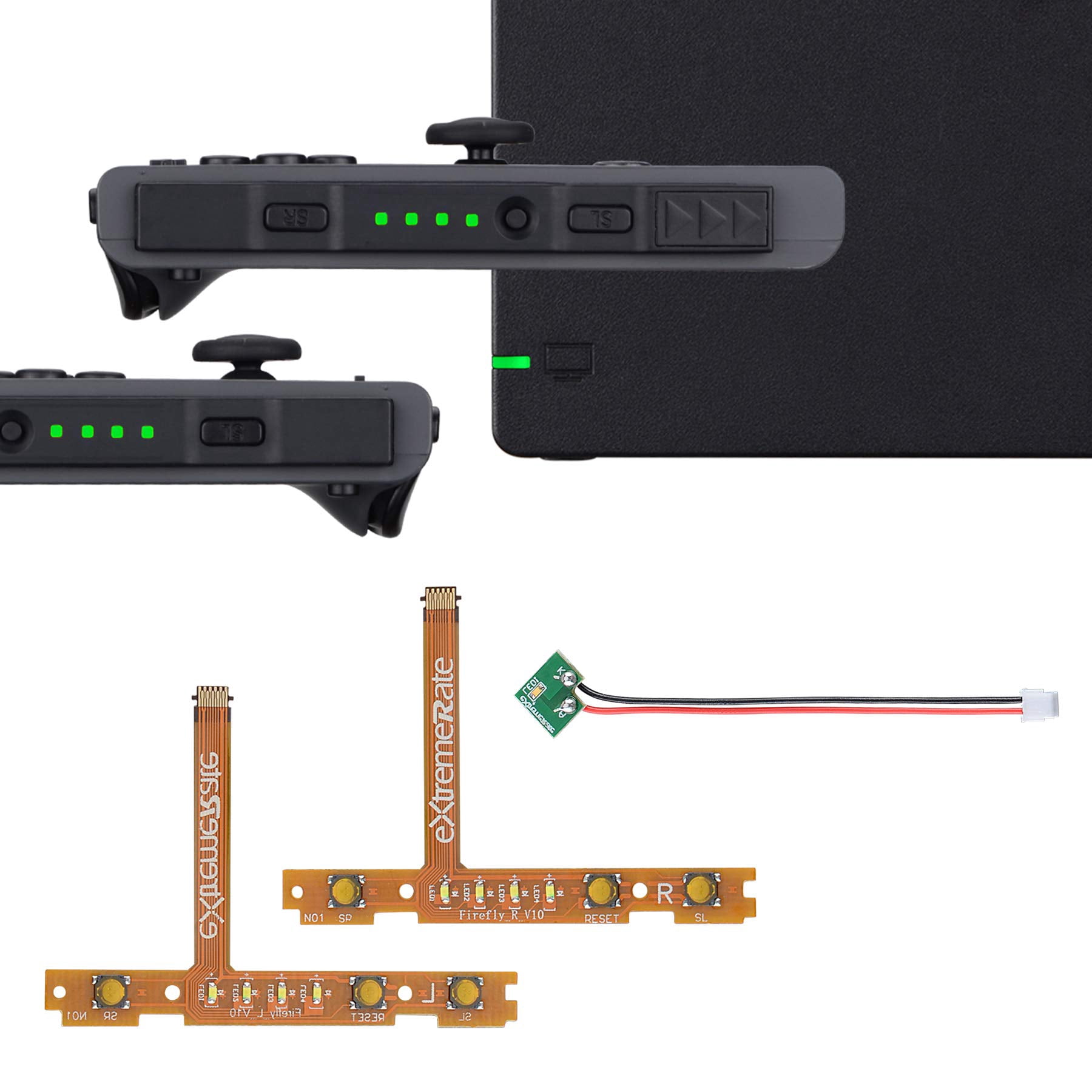 eXtremeRate Firefly LED Tuning Kit for Nintendo Switch Joycons Dock NS ...