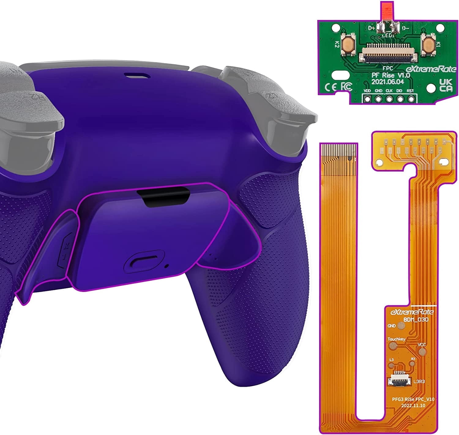 eXtremeRate Galactic Purple Rubberized Grip Paddles Kit Upgrade Board ...