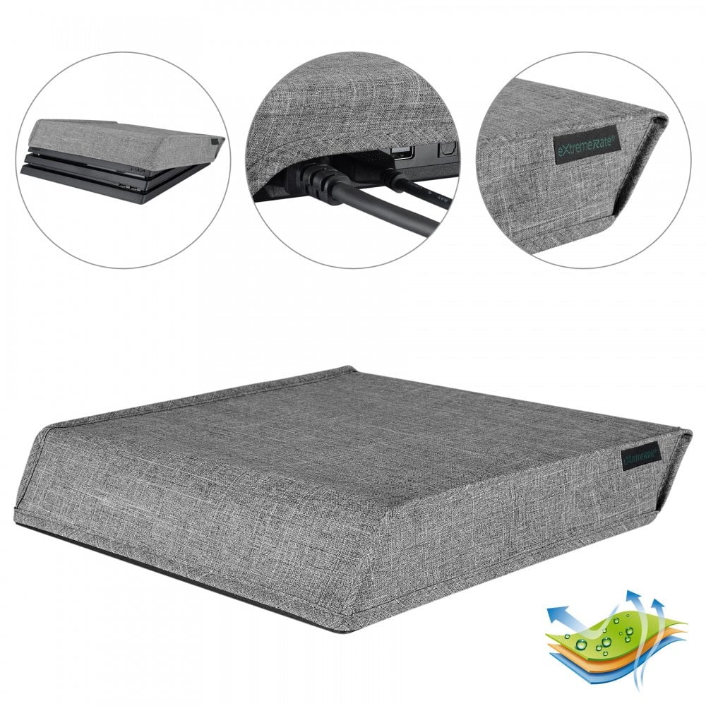 eXtremeRate Gray Horizontal Dust Cover for PS4 Pro Console, Soft Neat ...