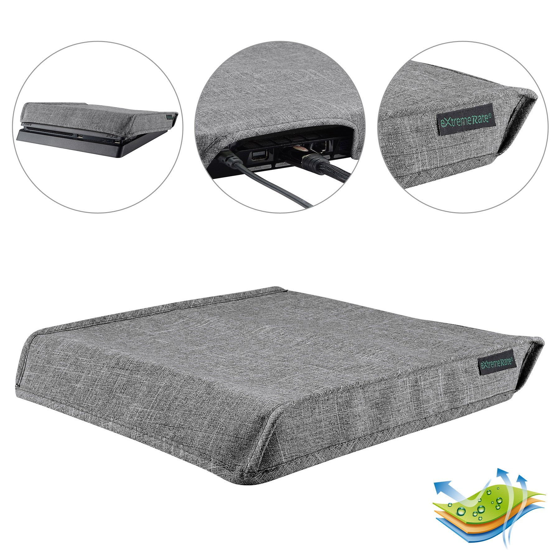 eXtremeRate Gray Horizontal Dust Cover for PS4 Slim Console, Soft Neat ...