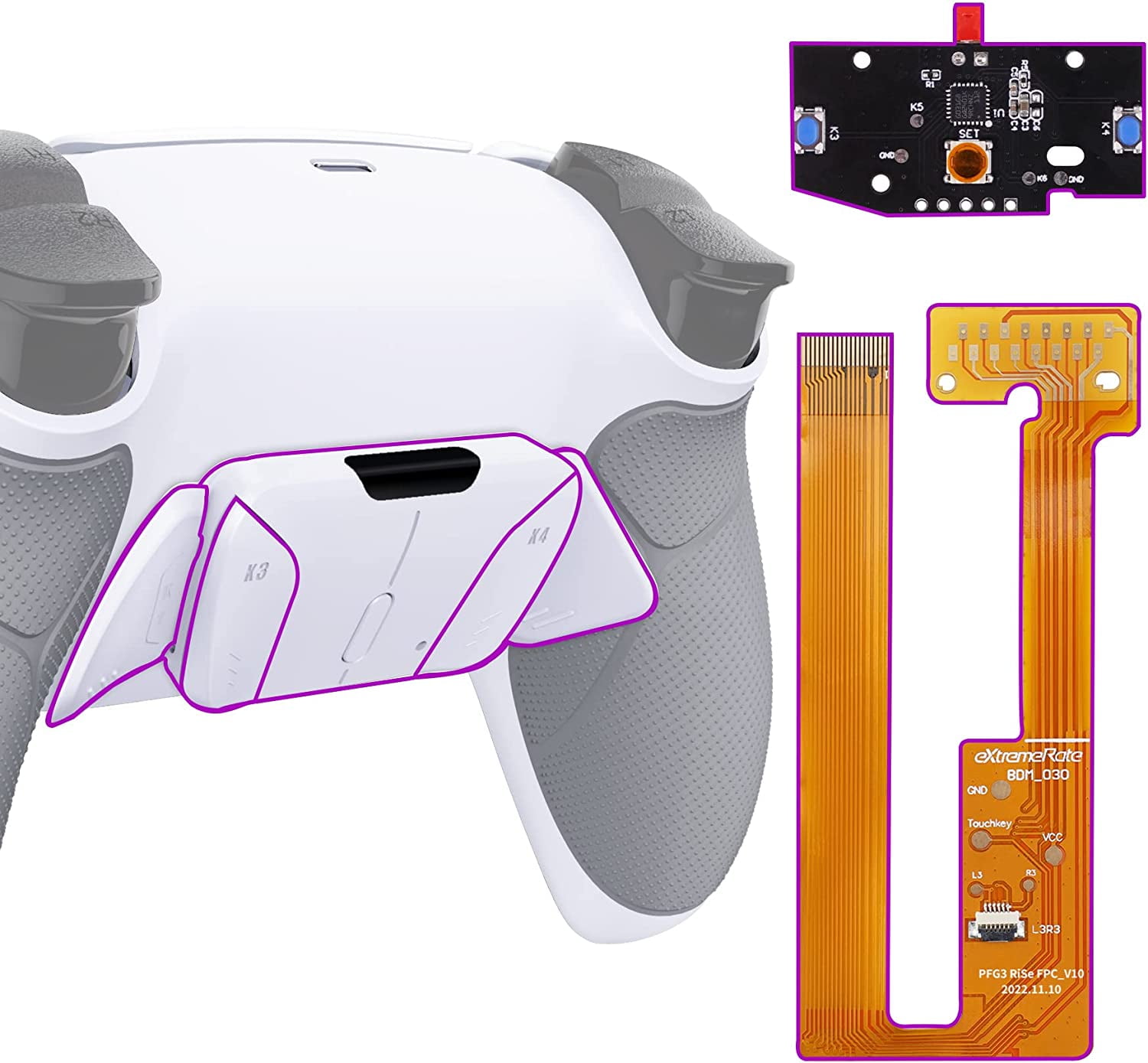 eXtremeRate Gray Rubberized Grip Programable RISE4 Remap Kit Upgrade ...