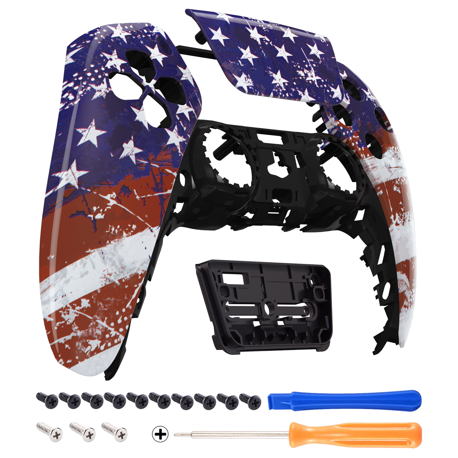 eXtremeRate Impression US Flag Touchpad Front Housing Shell Compatible ...