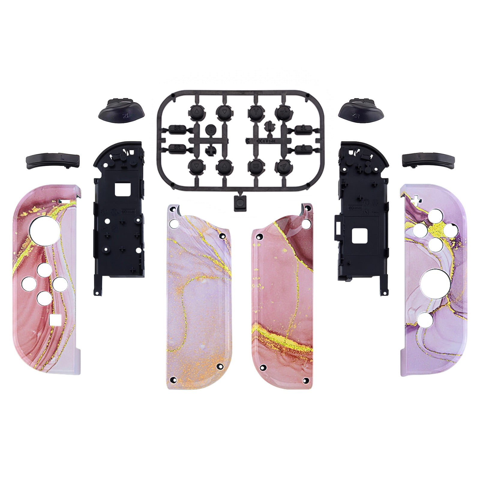 eXtremeRate Marble Effect Joycon Housing Shell w/Full Set Buttons for ...