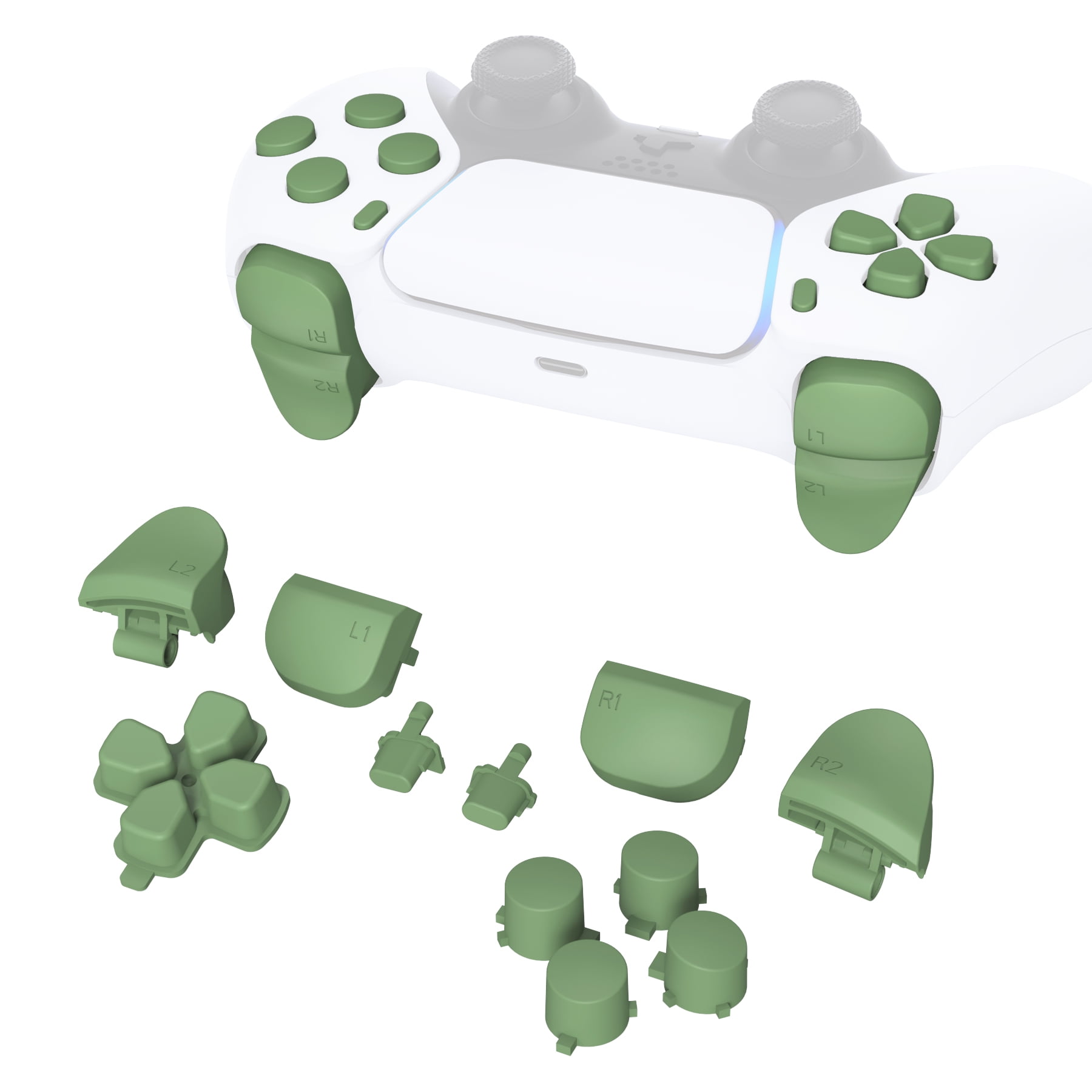 eXtremeRate Matcha Green Replacement D-pad R1 L1 R2 L2 Triggers Share ...