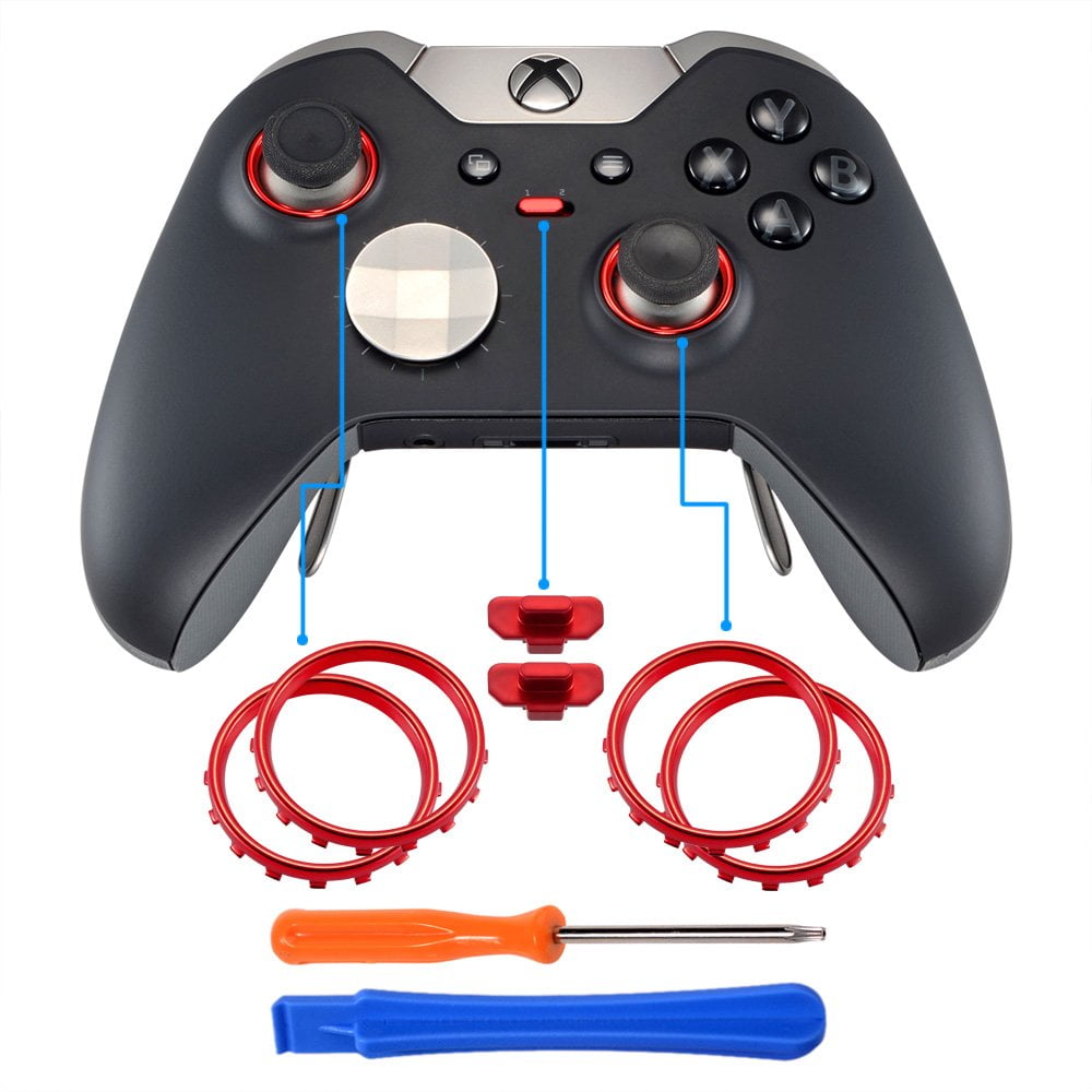 eXtremeRate Matte Chrome Red Accent Rings Accessories for Xbox One ...
