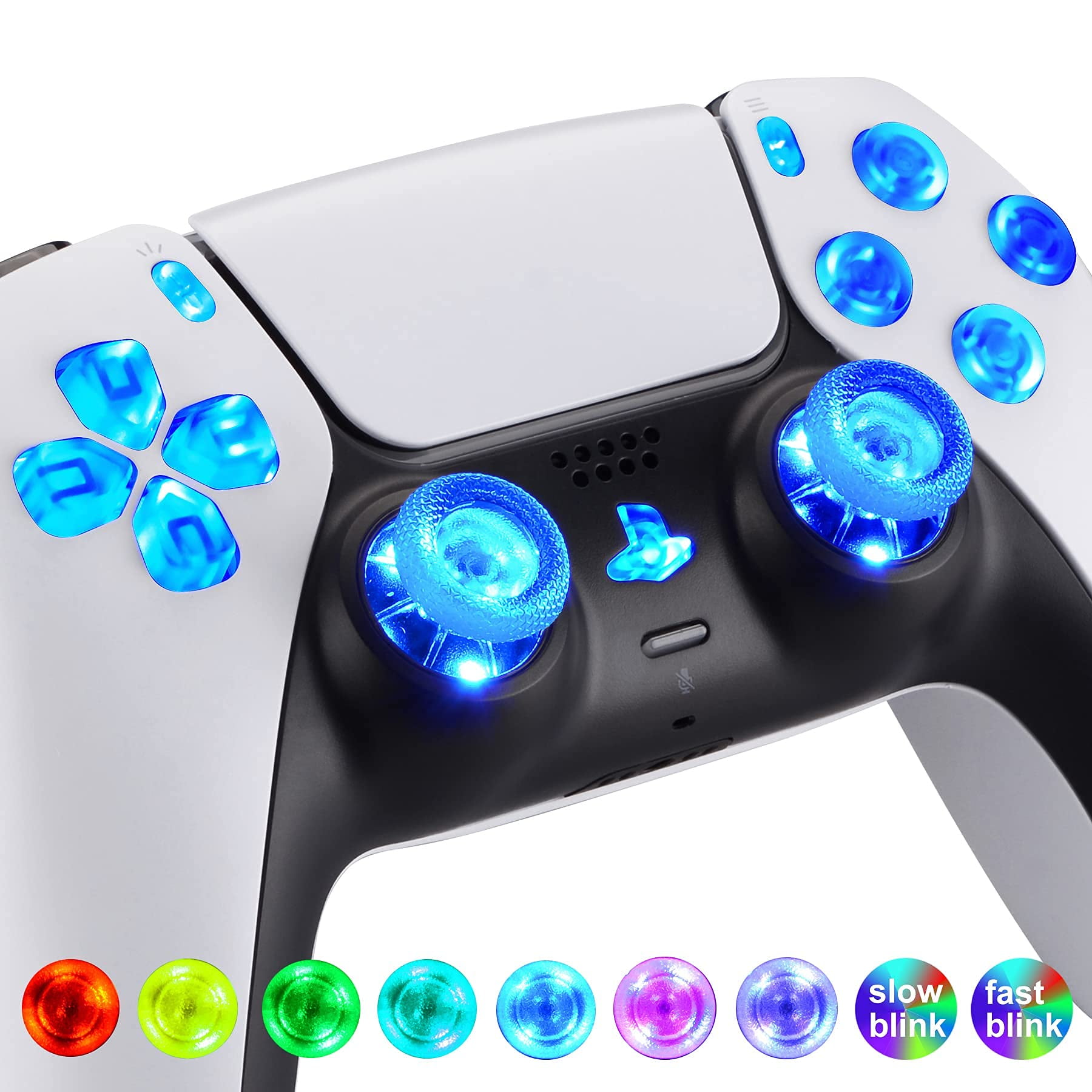 eXtremeRate Multi-Colors Luminated D-pad Thumbstick Option Face Buttons ...