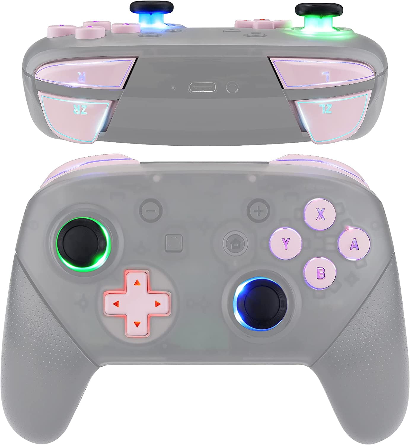 eXtremeRate Multi-Colors Luminated DTFS LED Kit, Thumbsticks Dpad ABXY ...