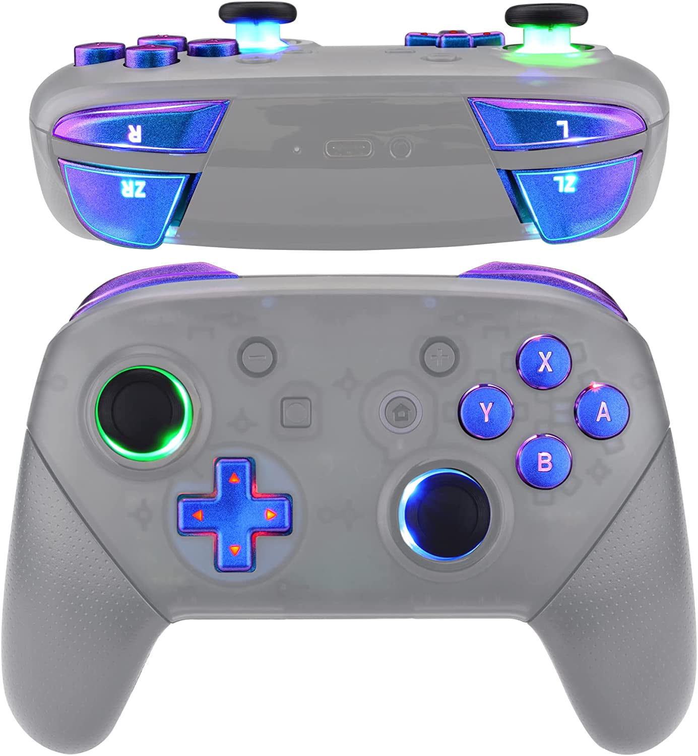 eXtremeRate Multi-Colors Luminated DTFS LED Kit V2, Thumbsticks Dpad ...