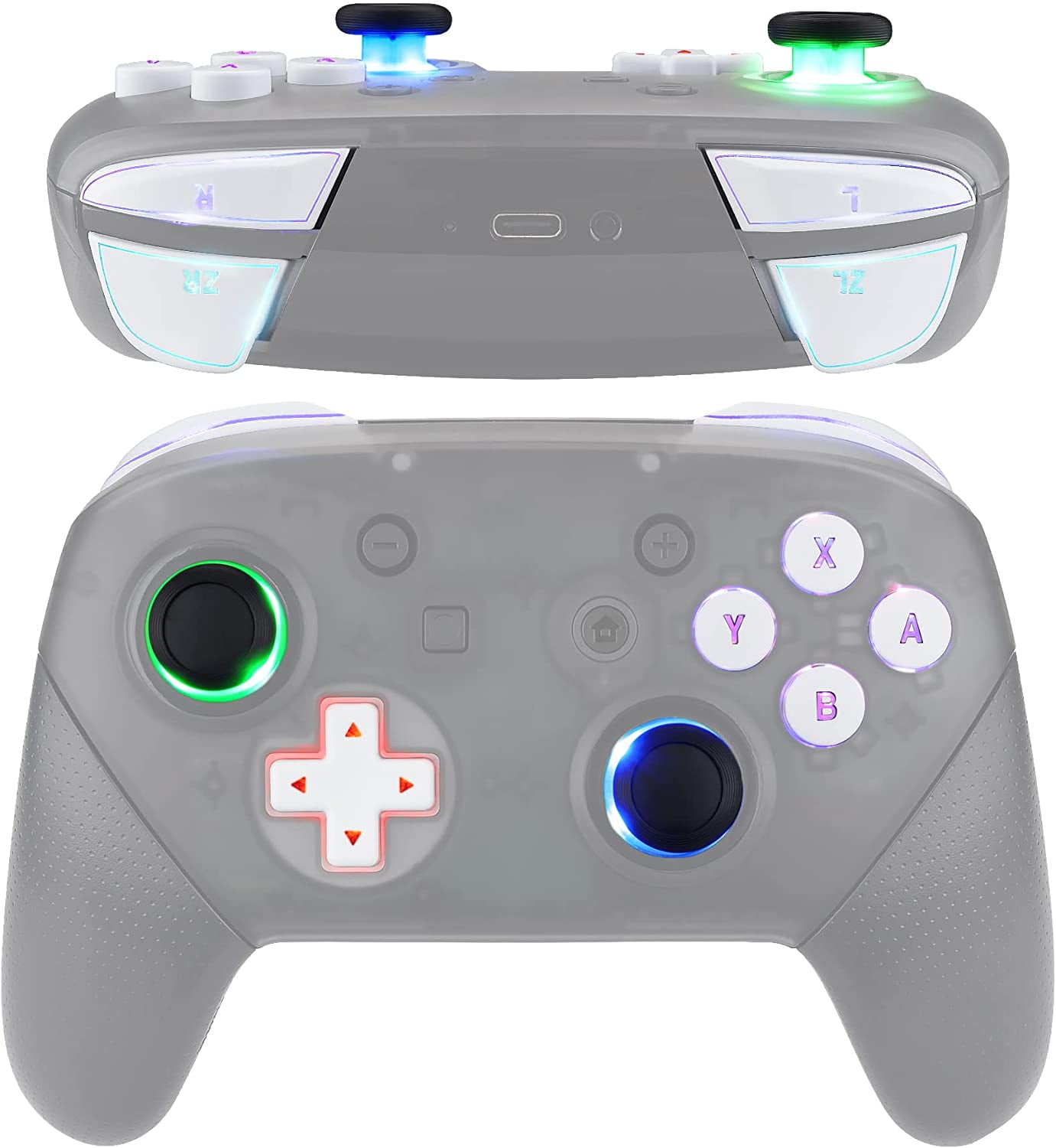 eXtremeRate Multi-Colors Luminated Thumbsticks D-pad ABXY ZR ZL L R ...