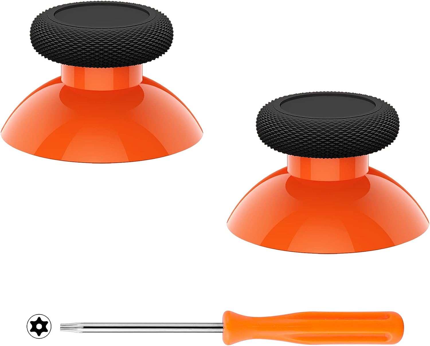eXtremeRate Orange & Black Replacement Thumbsticks Custom Analog Stick ...