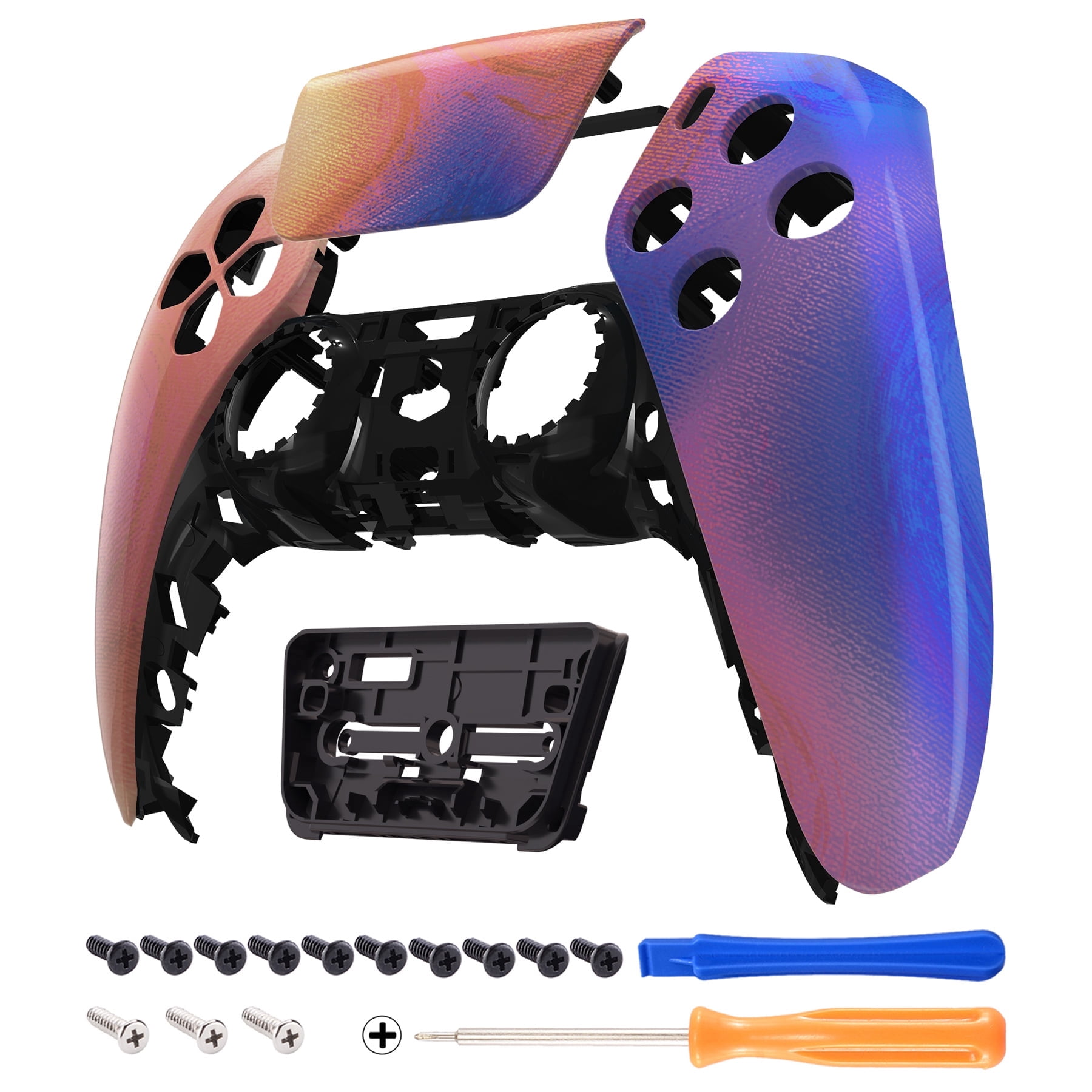eXtremeRate Purple Red Swirl Touchpad Front Housing Shell Compatible ...