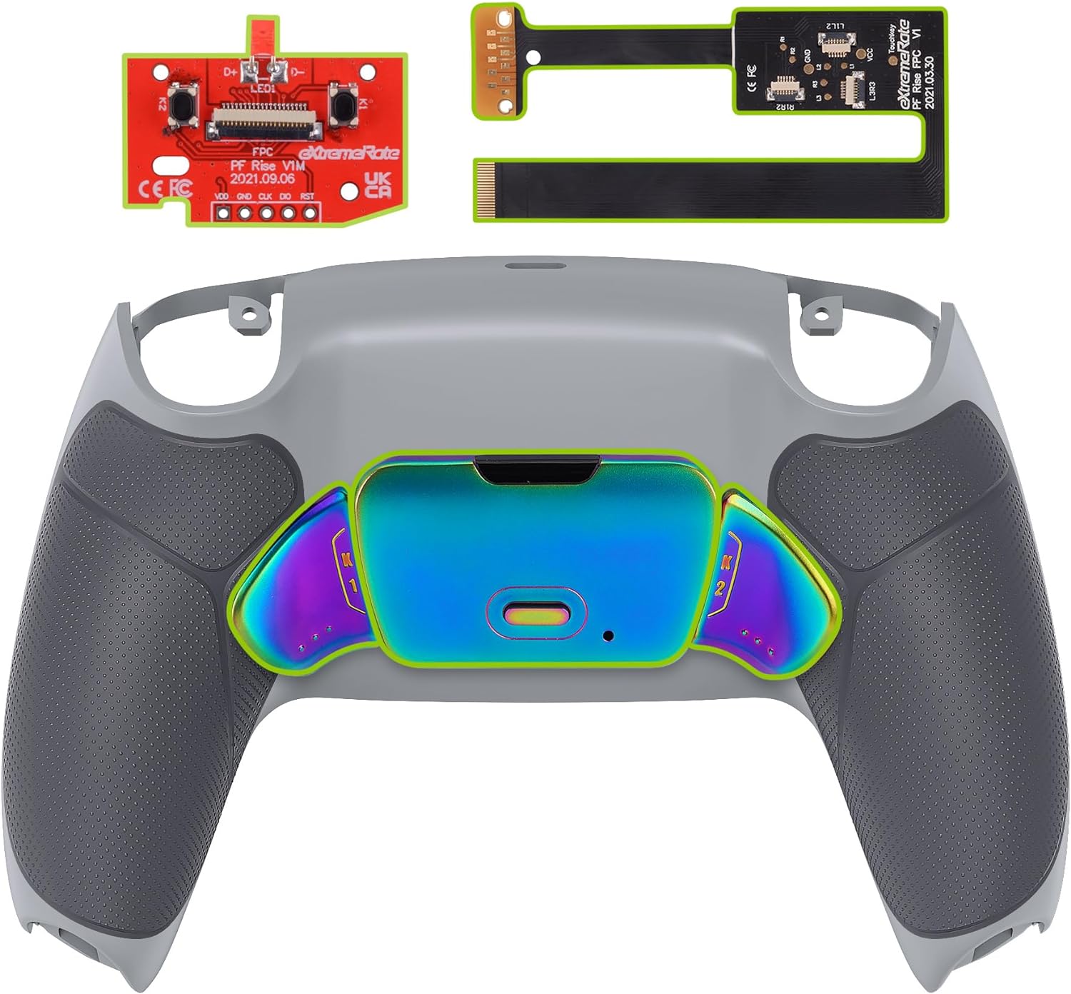 eXtremeRate Rainbow Aura Blue Purple Real Metal Buttons (RMB) Rise ...