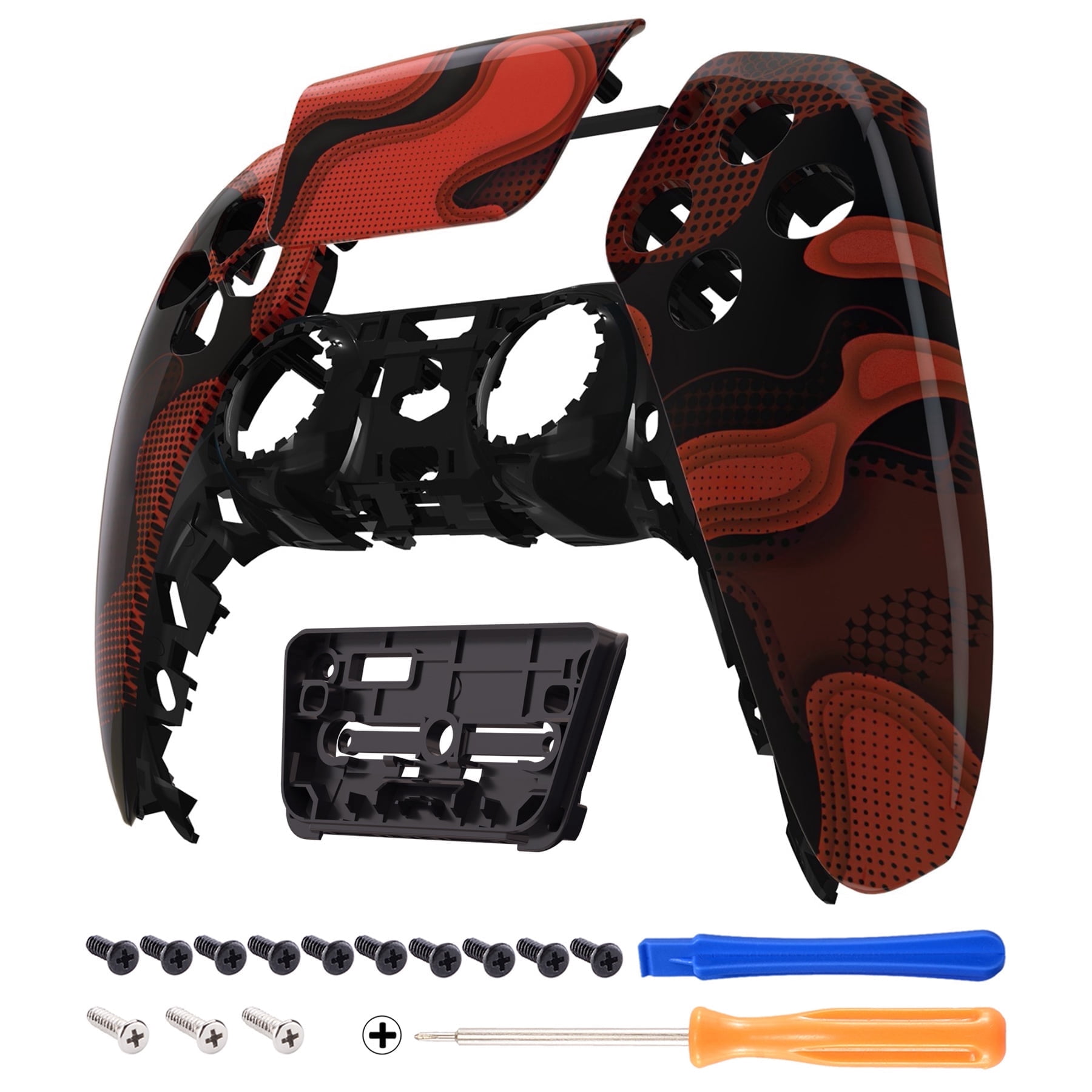 eXtremeRate Red Black Camouflage Touchpad Front Housing Shell ...