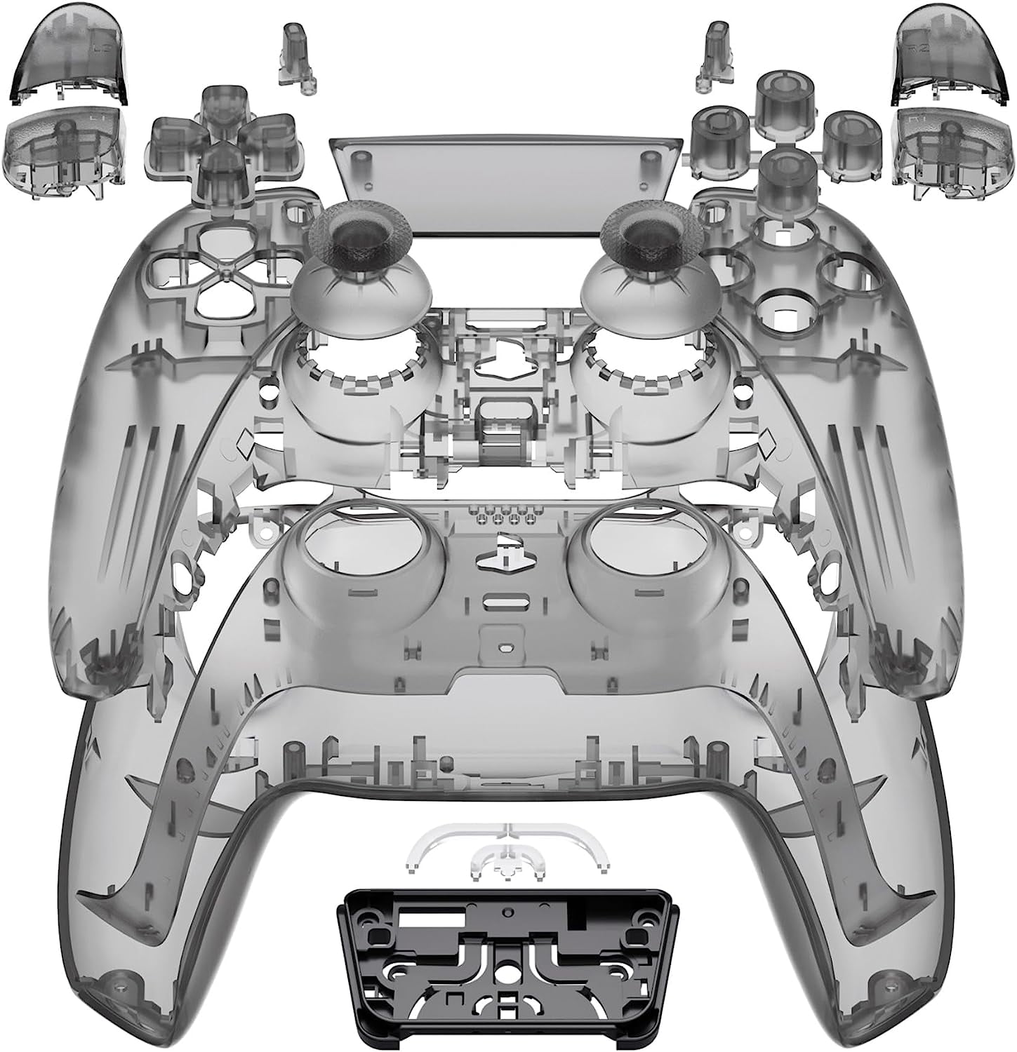 eXtremeRate Replacement Clear Black Full Set Housing Shell with Buttons ...