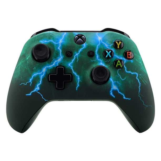 eXtremeRate Replacement Green Storm Thunder Patterned Faceplate for ...