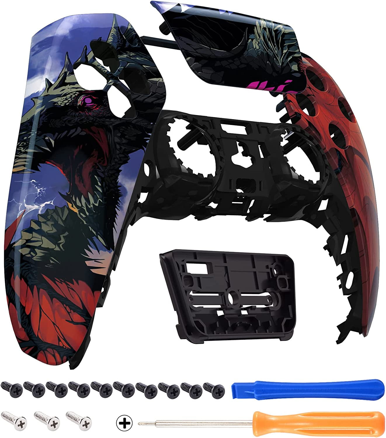 eXtremeRate Roaring Dragon Touchpad Front Housing Shell Compatible with ps5 Controller, DIY ...