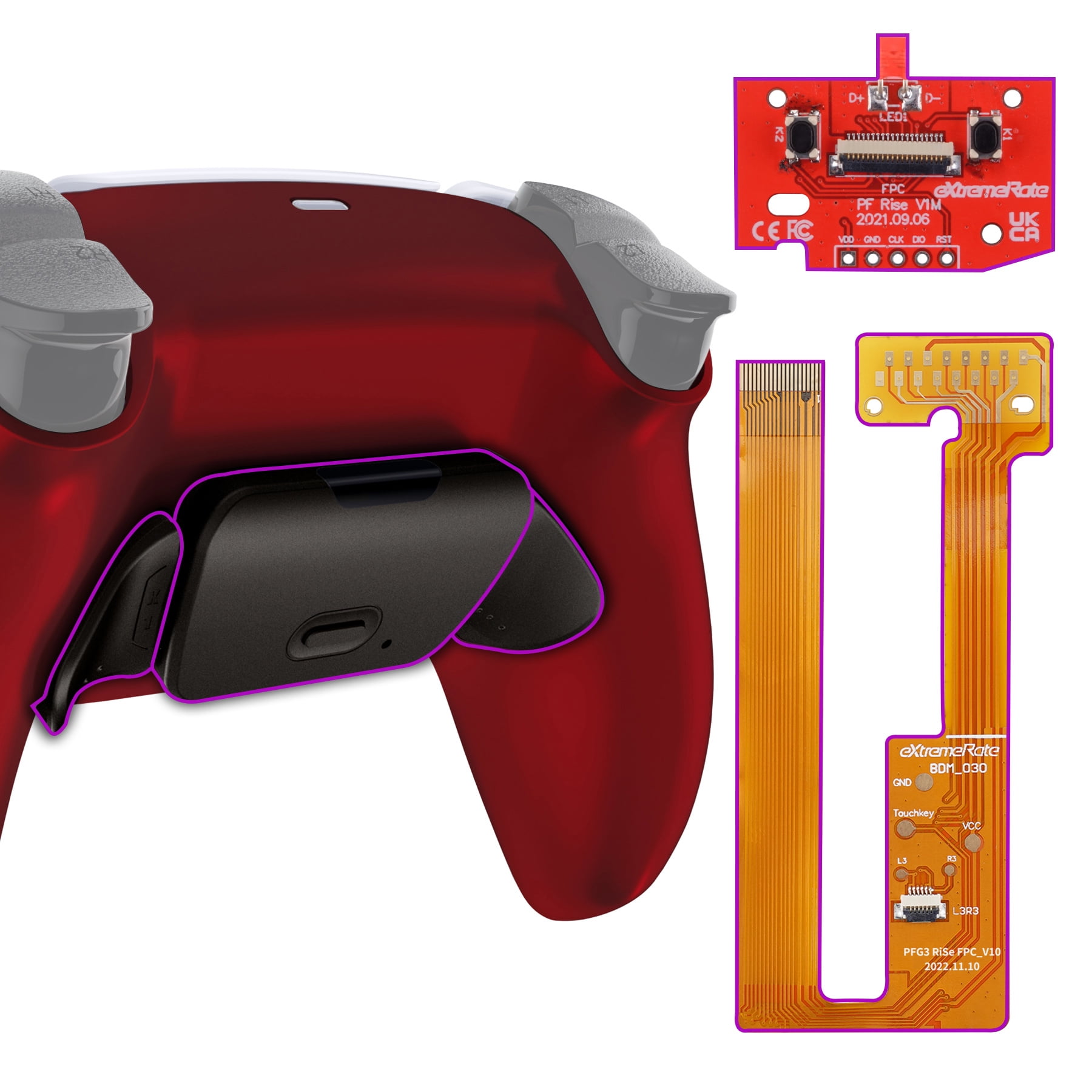 eXtremeRate Scarlet Red Metal Buttons Kit Upgrade Board & Redesigned ...