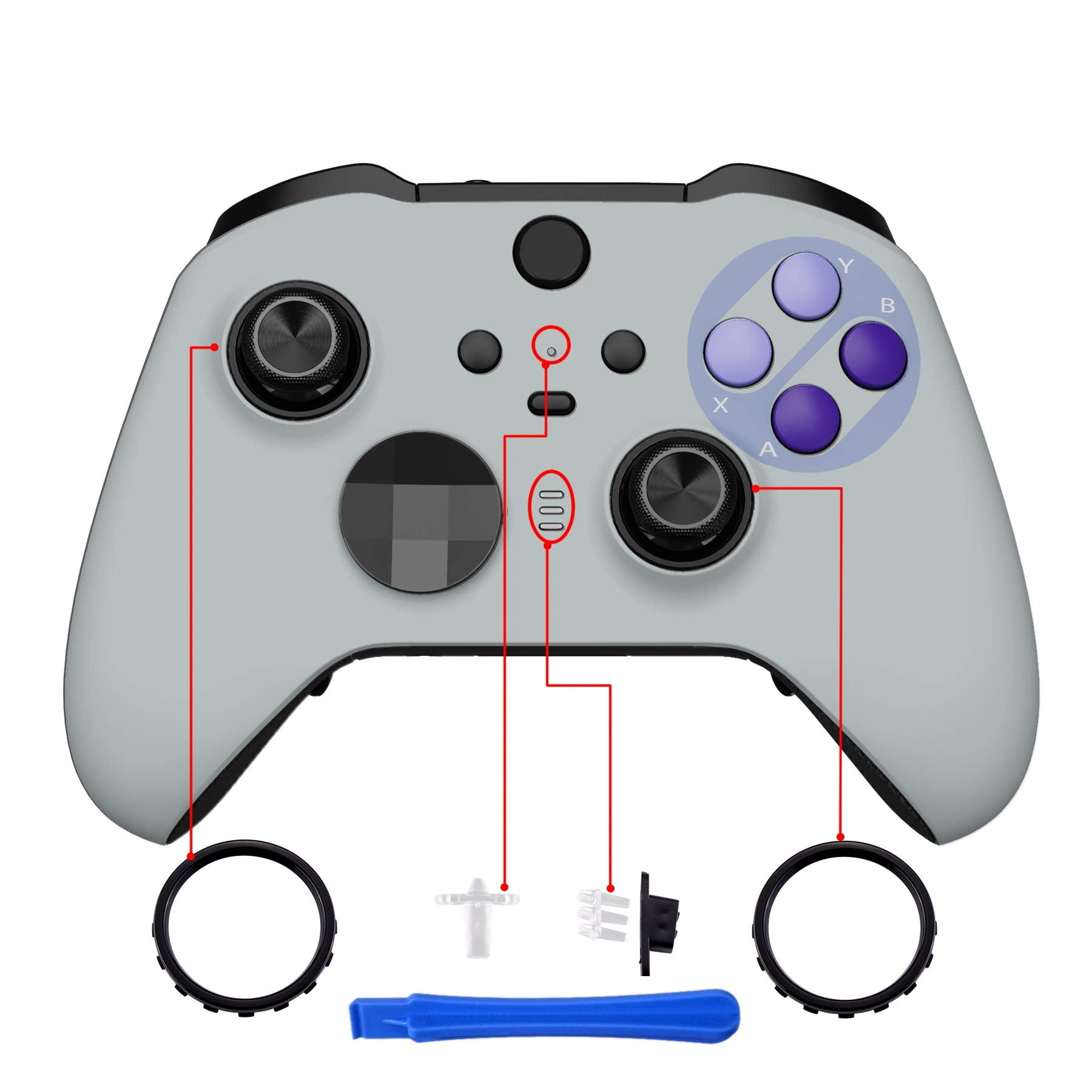 eXtremeRate Grip Front Shell Foggy Clear Black Faceplate for Xbox One ...