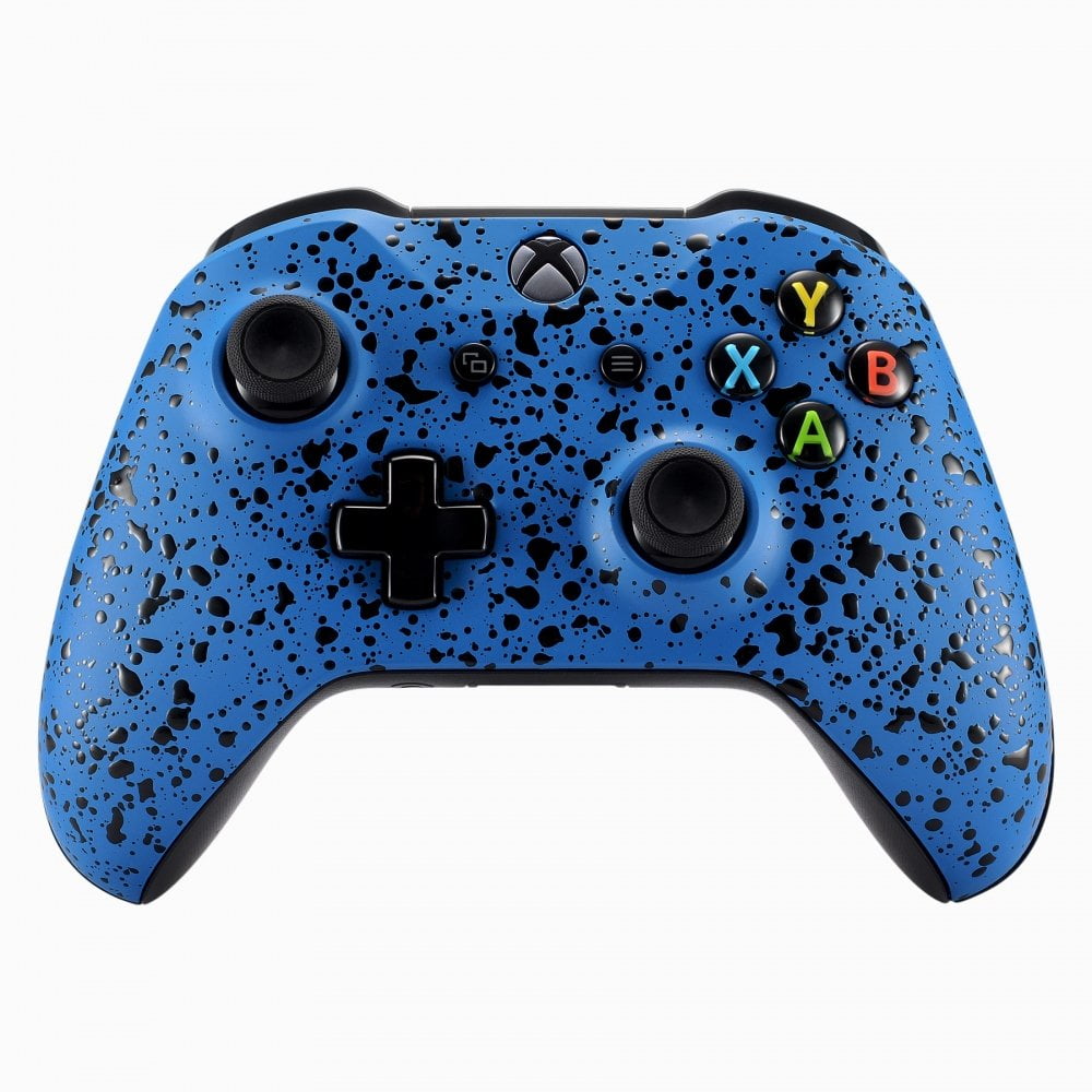 eXtremeRate Textured Blue Faceplate Cover, 3D Splashing Front Housing ...