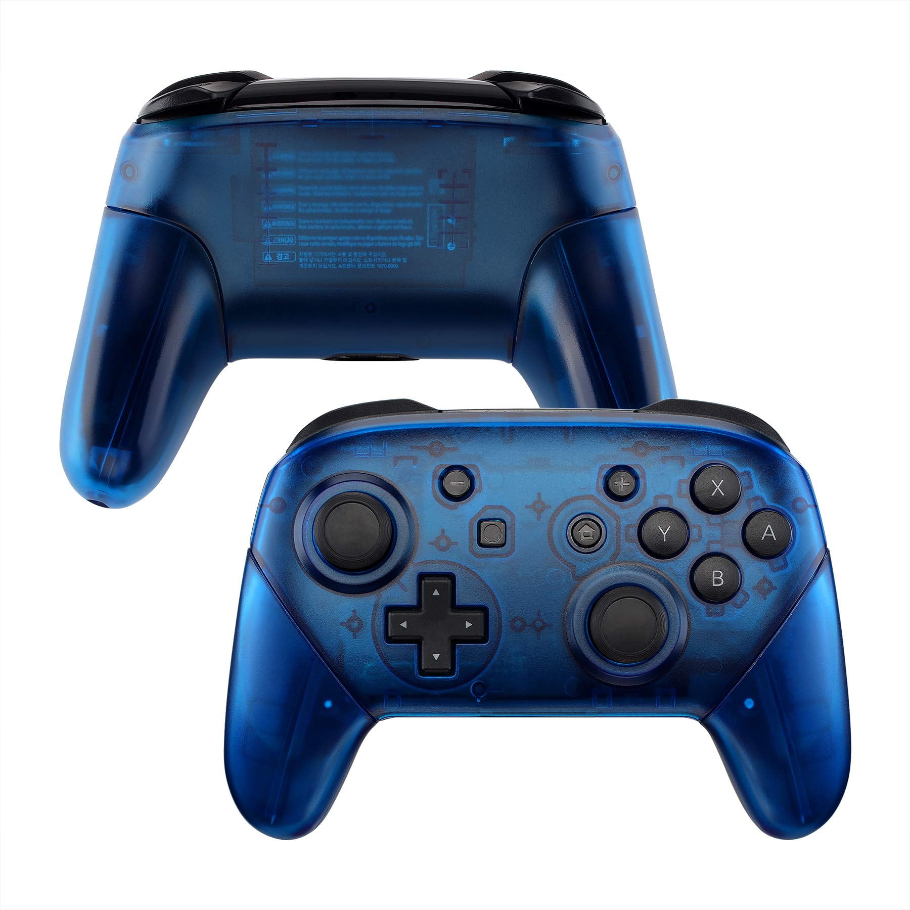 eXtremeRate Transparent Blue Faceplate Backplate Handles for Nintendo ...