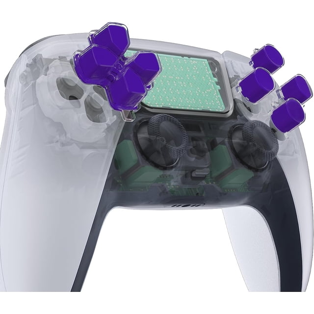 eXtremeRate Two-Tone Purple & Clear Dpad Action Buttons Replacement D ...