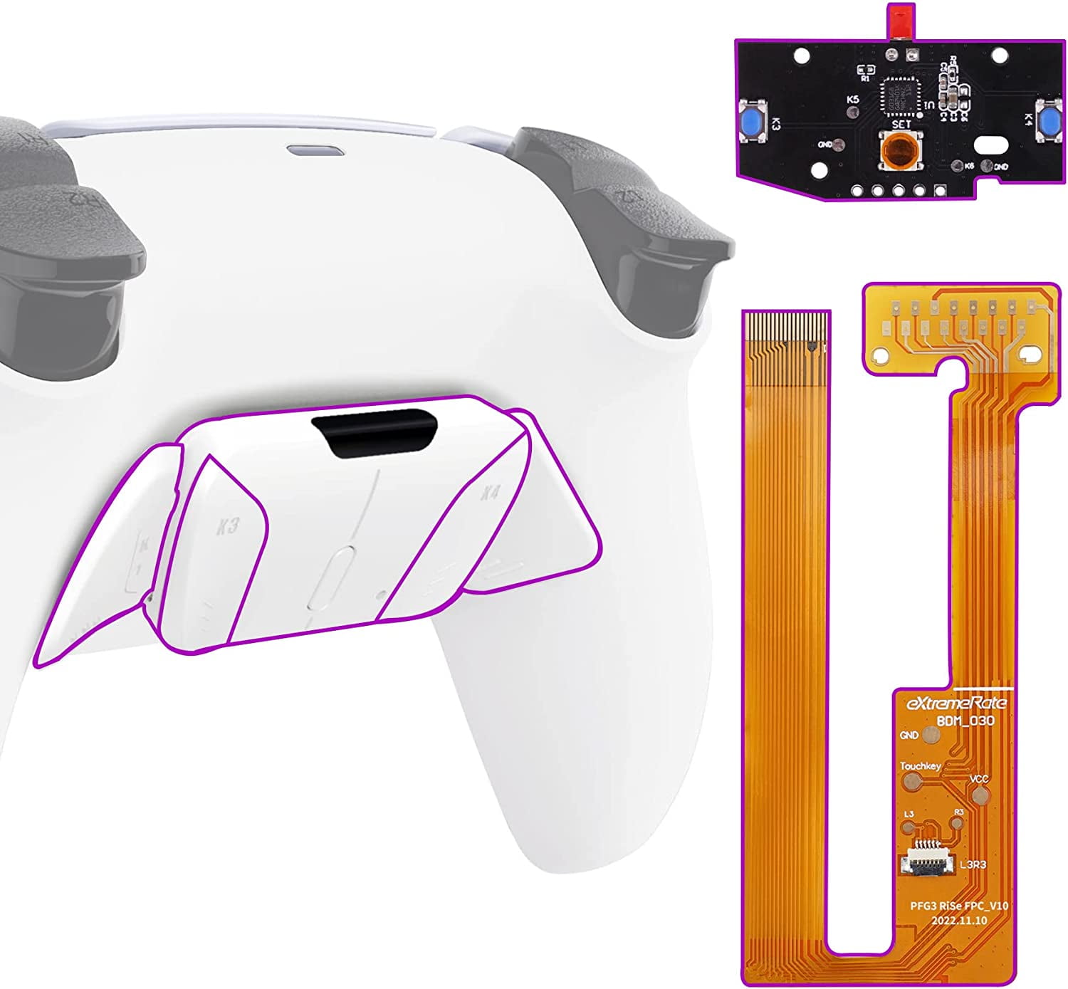 eXtremeRate White RISE4 Remap Kit Upgrade Board Back Shell 4 Back ...