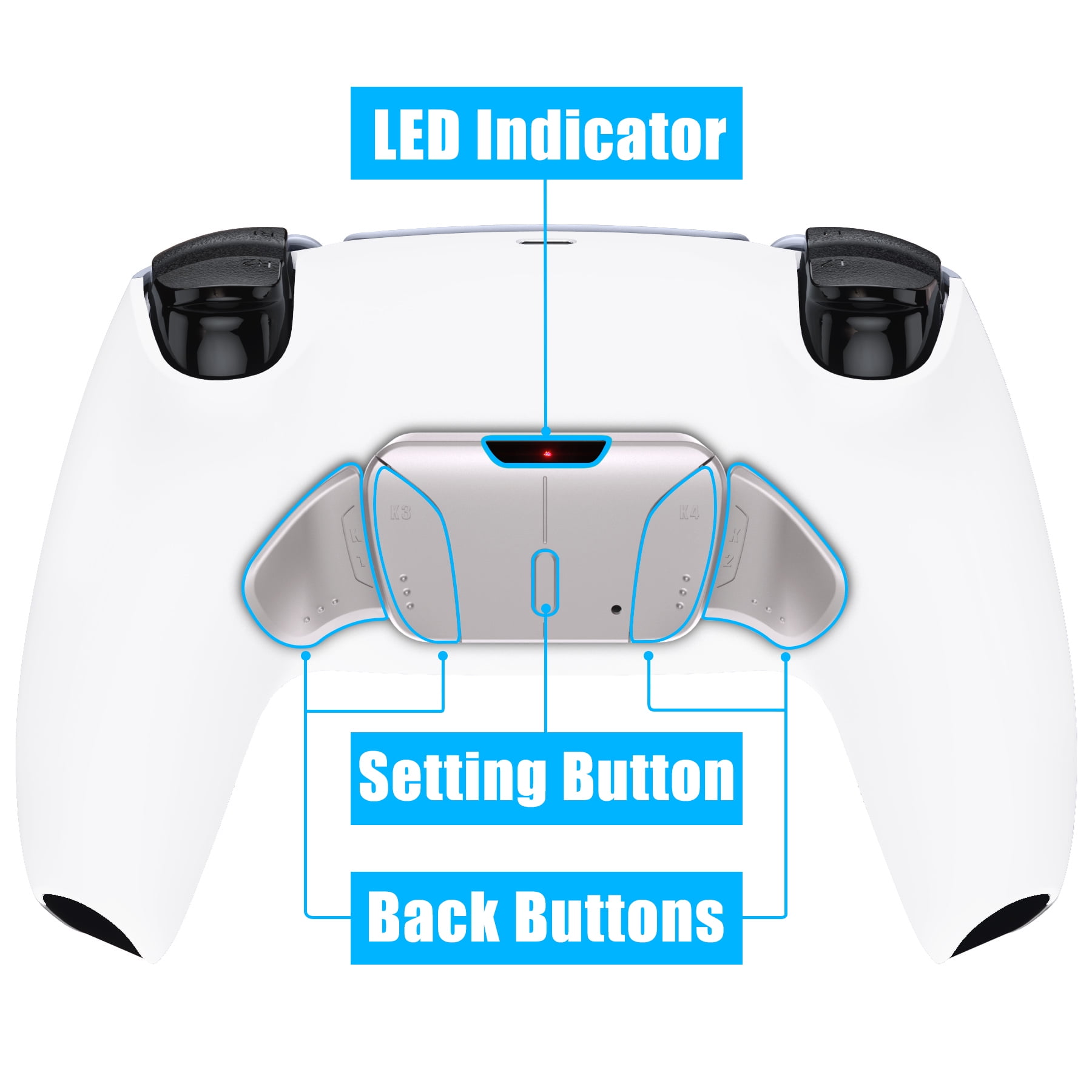 eXtremeRate RISE4 Remap Kit with 4 Metal Back Buttons for PS5 Controller BDM-010/020, White ...