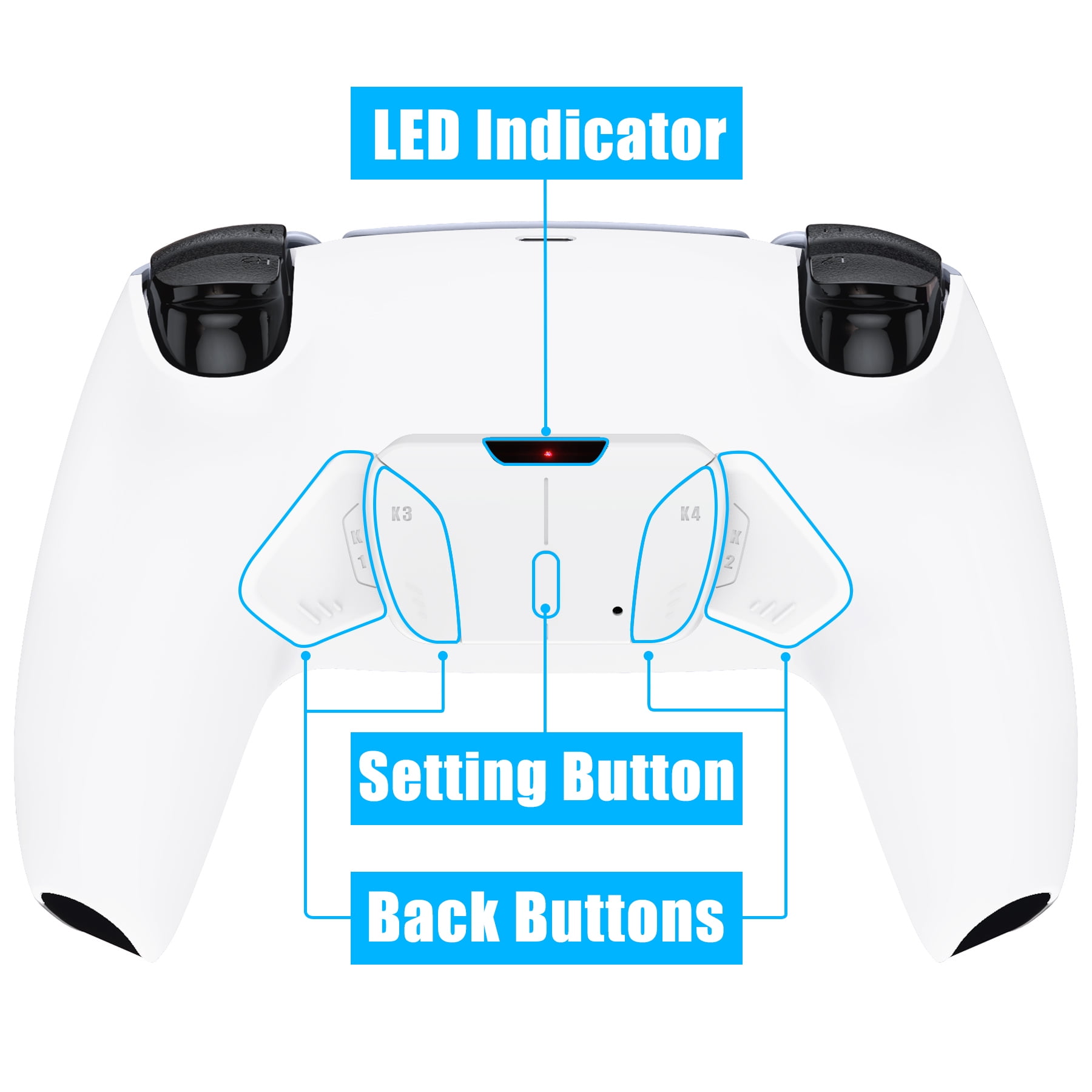eXtremeRate White Remap Kit Upgrade Board Back Shell 4 Buttons for PS5 ...