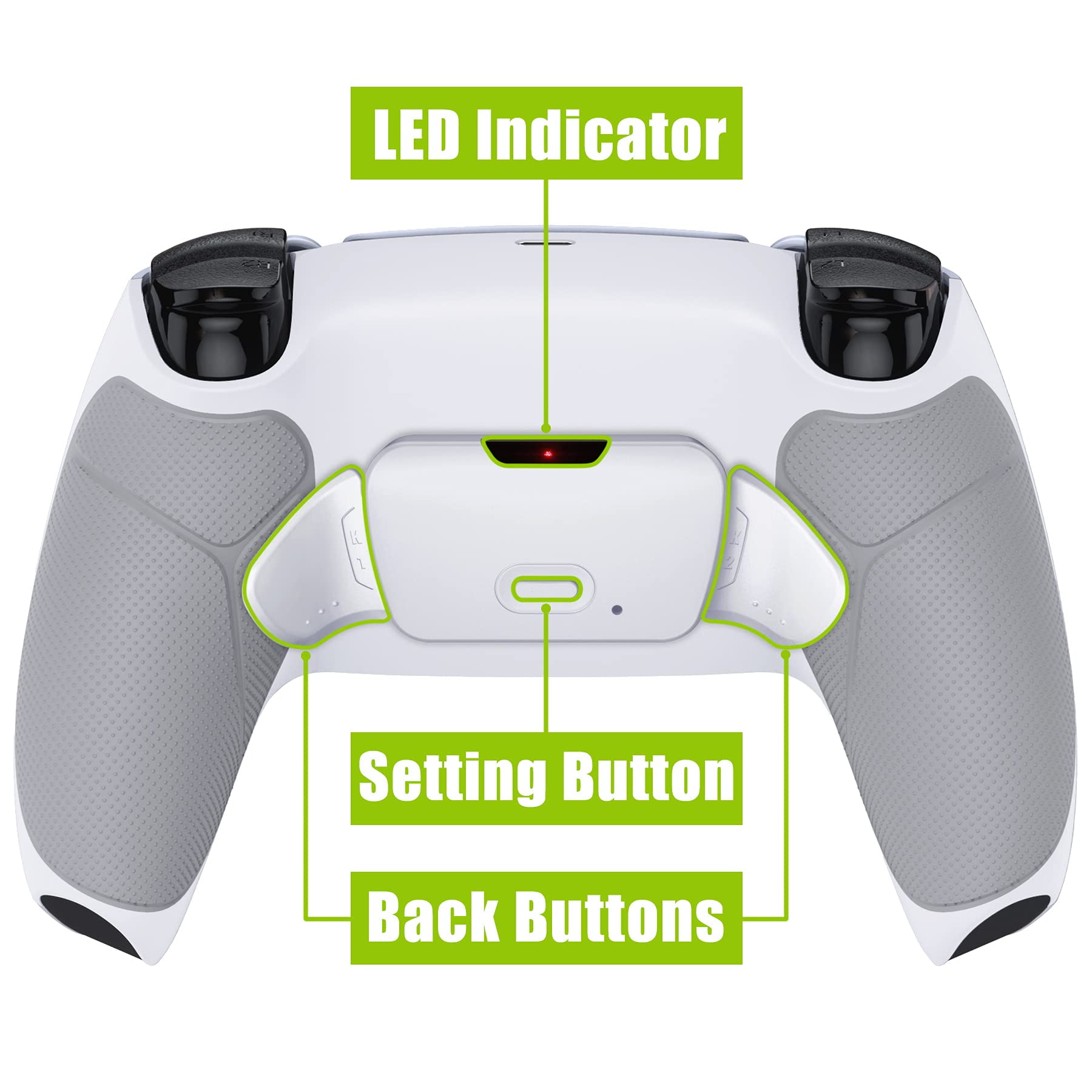 eXtremeRate White Rubberized Grip Kit Upgrade Board Back Shell Buttons ...