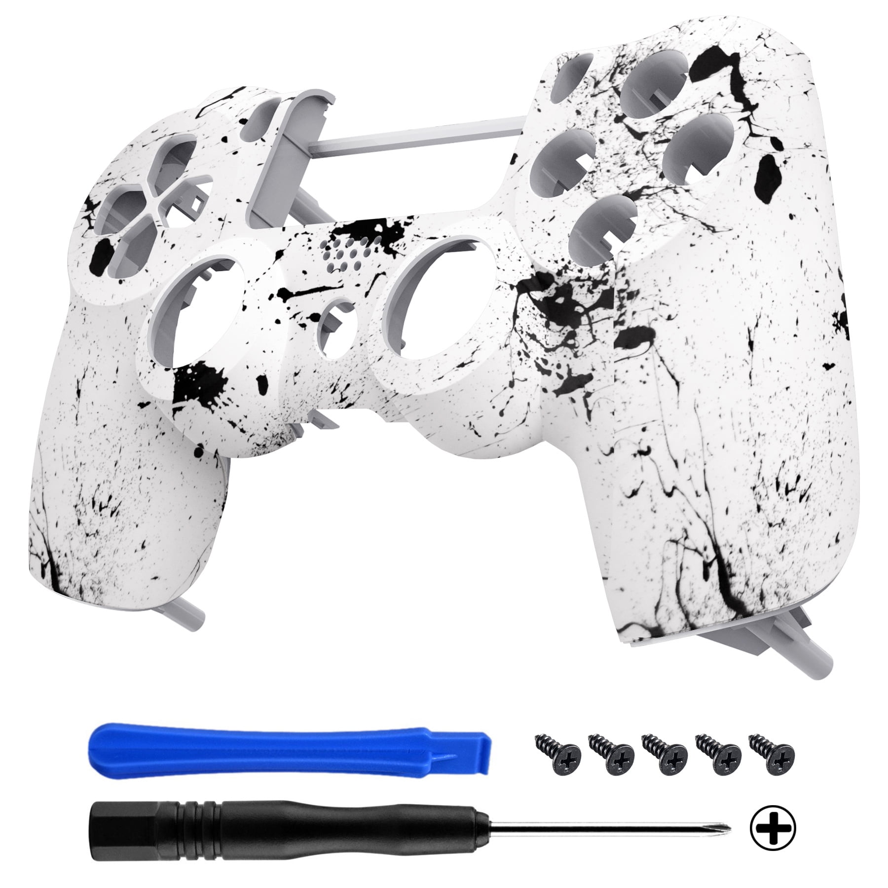 eXtremeRate White Splashing Spray DIY Console Faceplate for ps4 Slim ...
