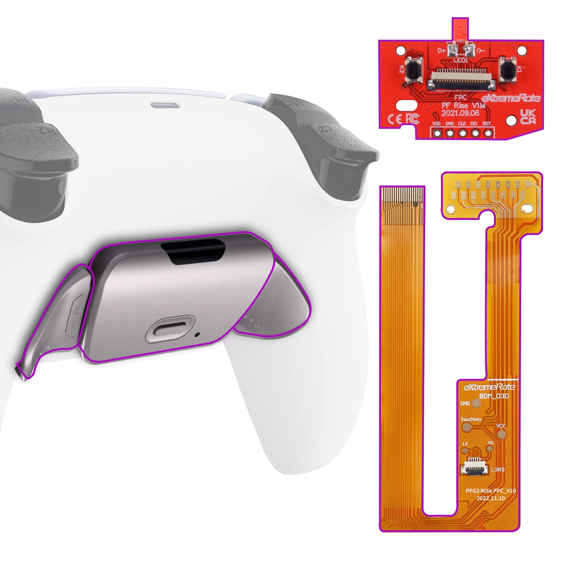 eXtremeRate White Version Rise Remap Kit Upgrade Board & Back Shell ...