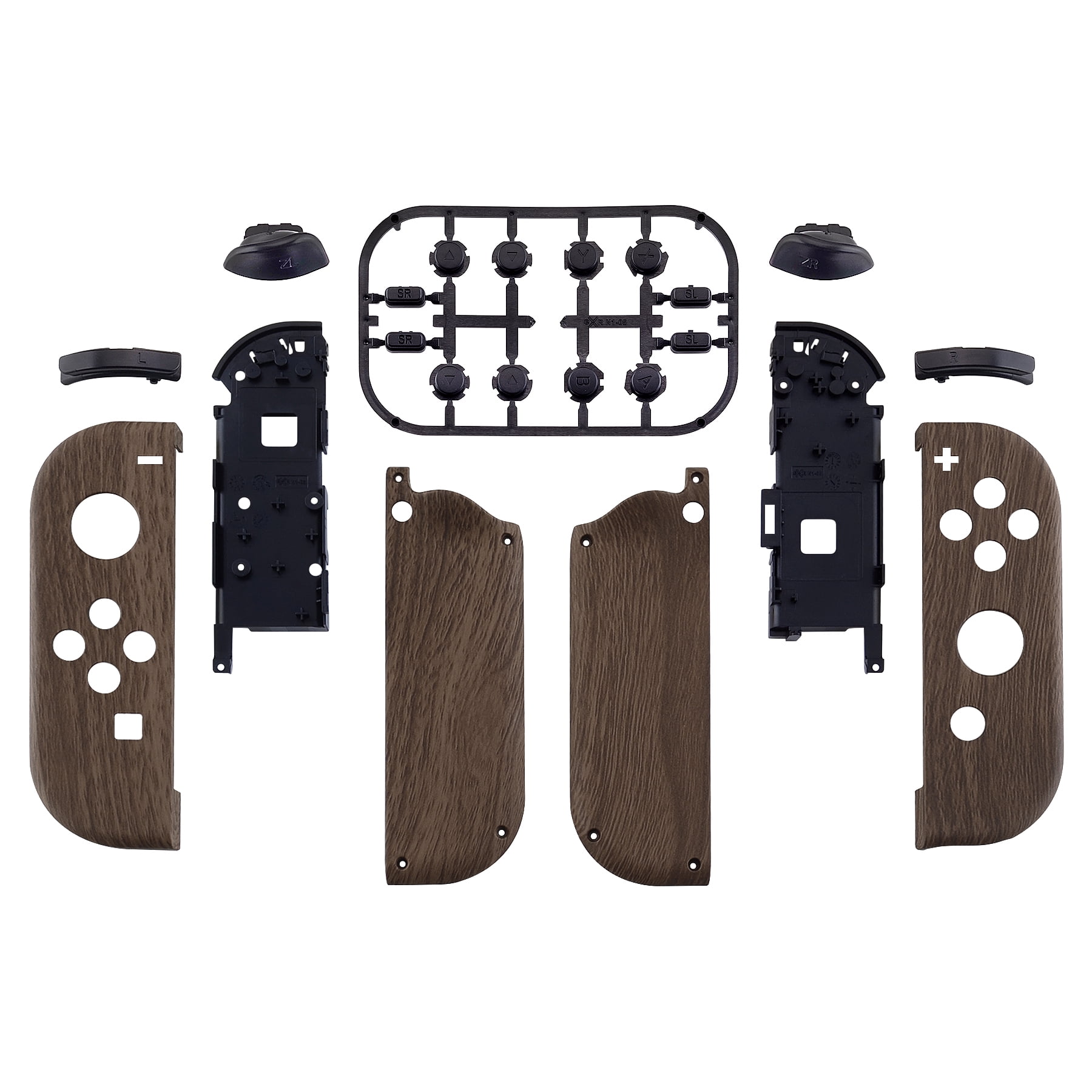 eXtremeRate Wood Grain Housing w/Full Set Buttons Replacement Shell for ...
