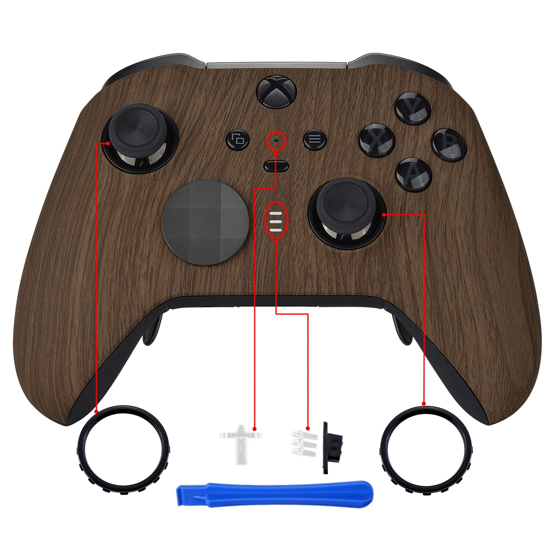 eXtremeRate Wood Grain Patterned Faceplate, Soft Touch Front Shell ...