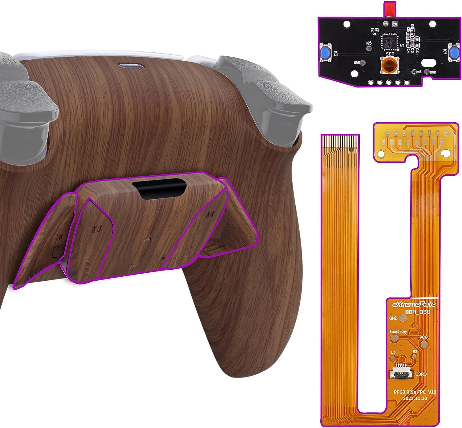 eXtremeRate Wood Grain Programable RISE4 Remap Kit Upgrade Board ...