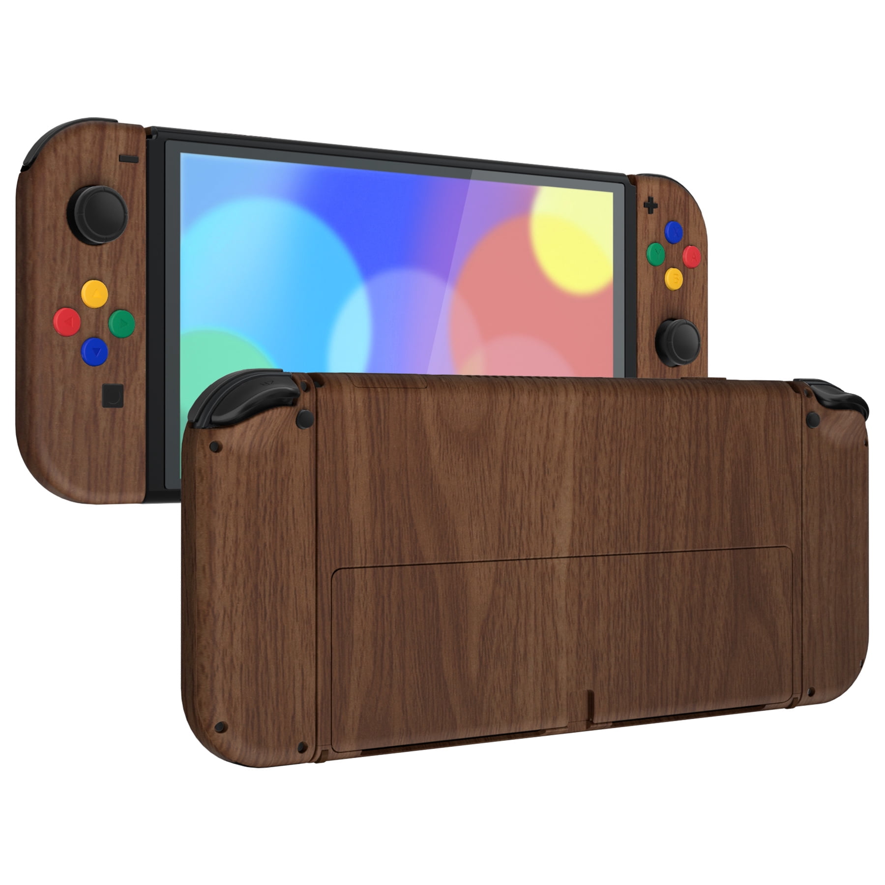 eXtremeRate Wood Grain Soft Touch Full Set Shell for Nintendo Switch ...
