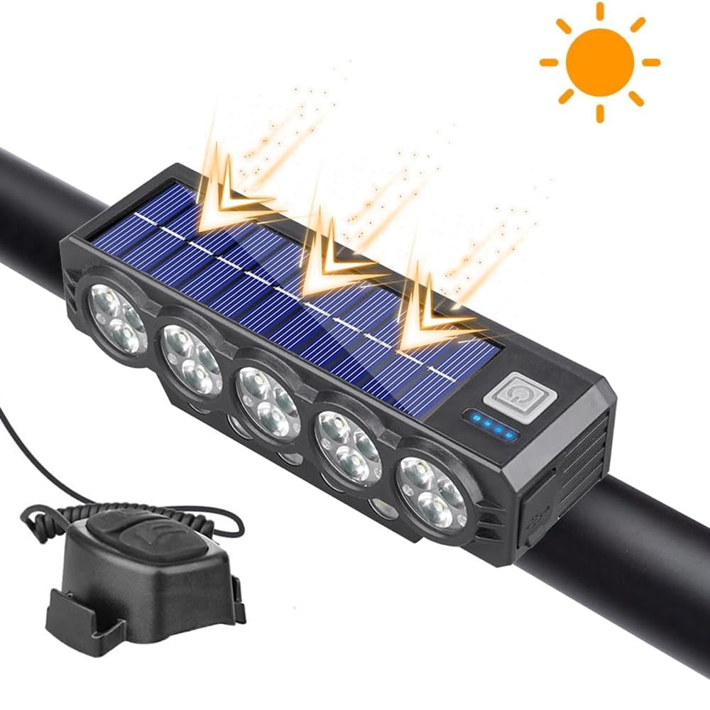 eYotto 3 in 1 Solar Bike Light, Rechargeable 10 LED Bike HeadLight ...