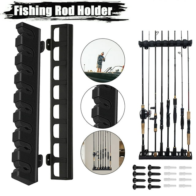 eYotto Vertical Fishing Rod Holder, 8-Rod Capacity, Wall Mount, Space ...